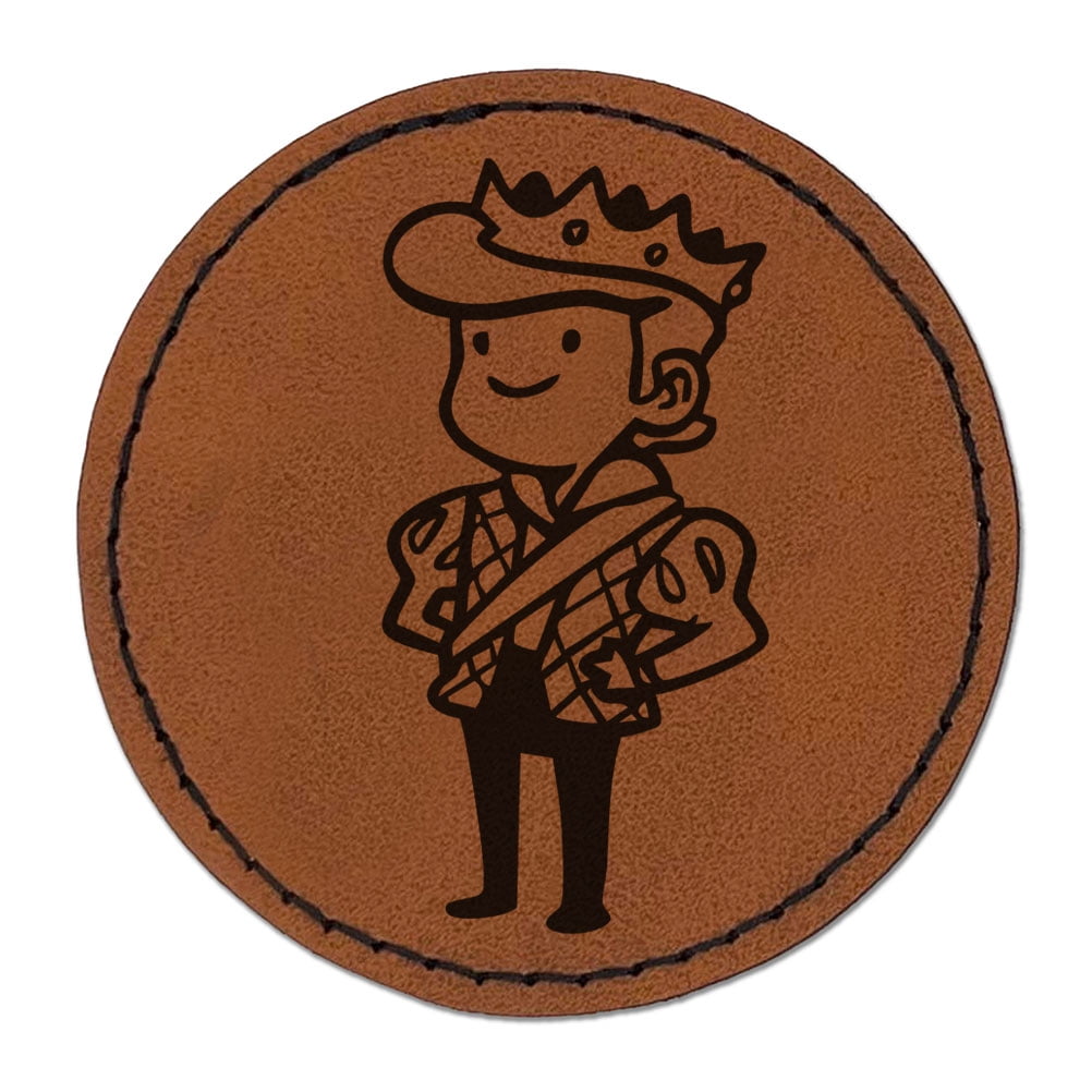 Cartoon Medieval Prince Royalty Crown Round Iron-On Engraved Faux ...