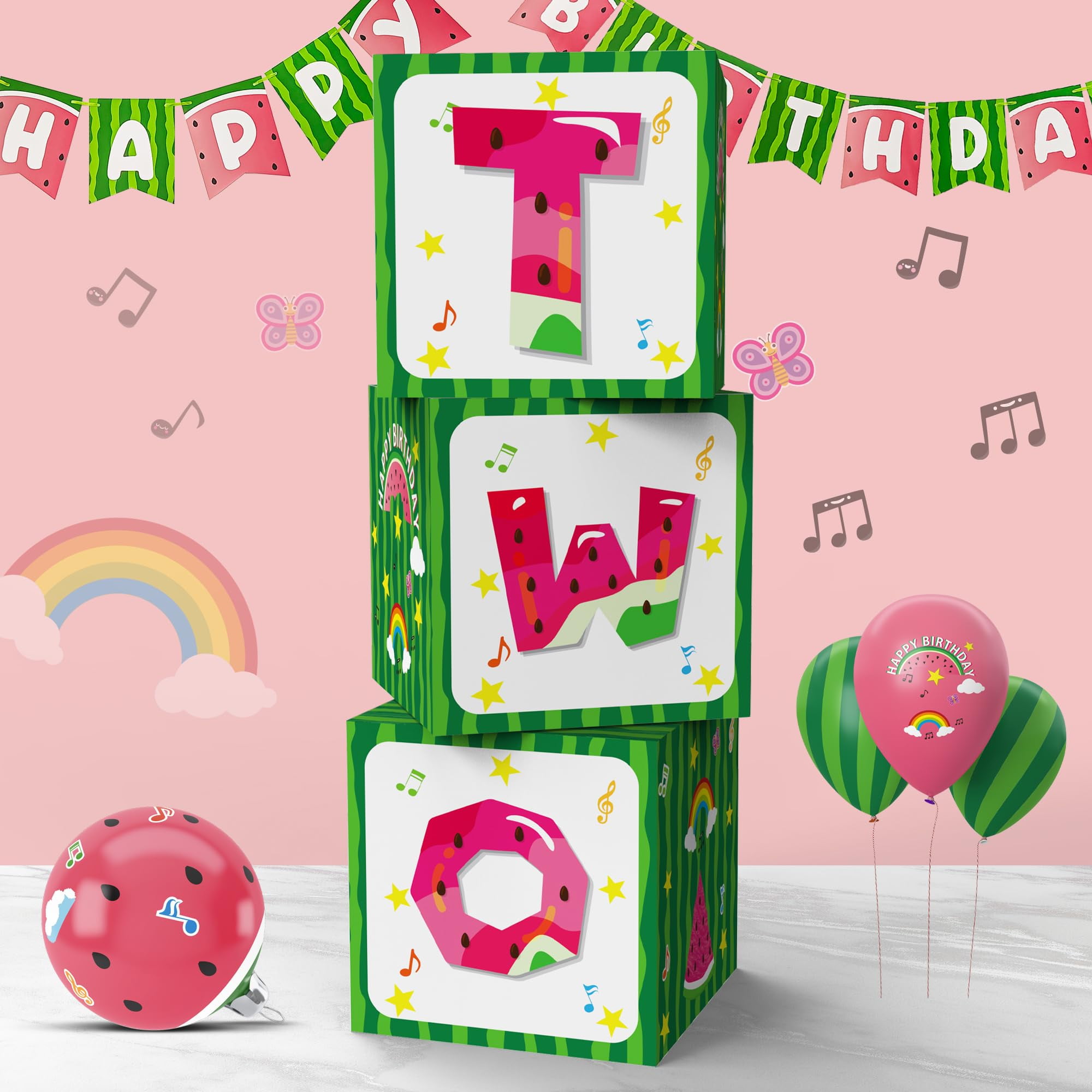Cartoon Melon 2nd Birthday Balloon Boxes Party Supplies Decorations ...