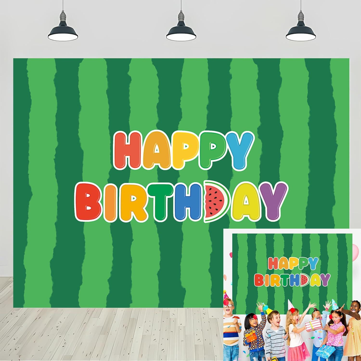 Cartoon Melon Birthday Cute Backdrop Watermelon Theme Party Background Boys and Girls Baby ...