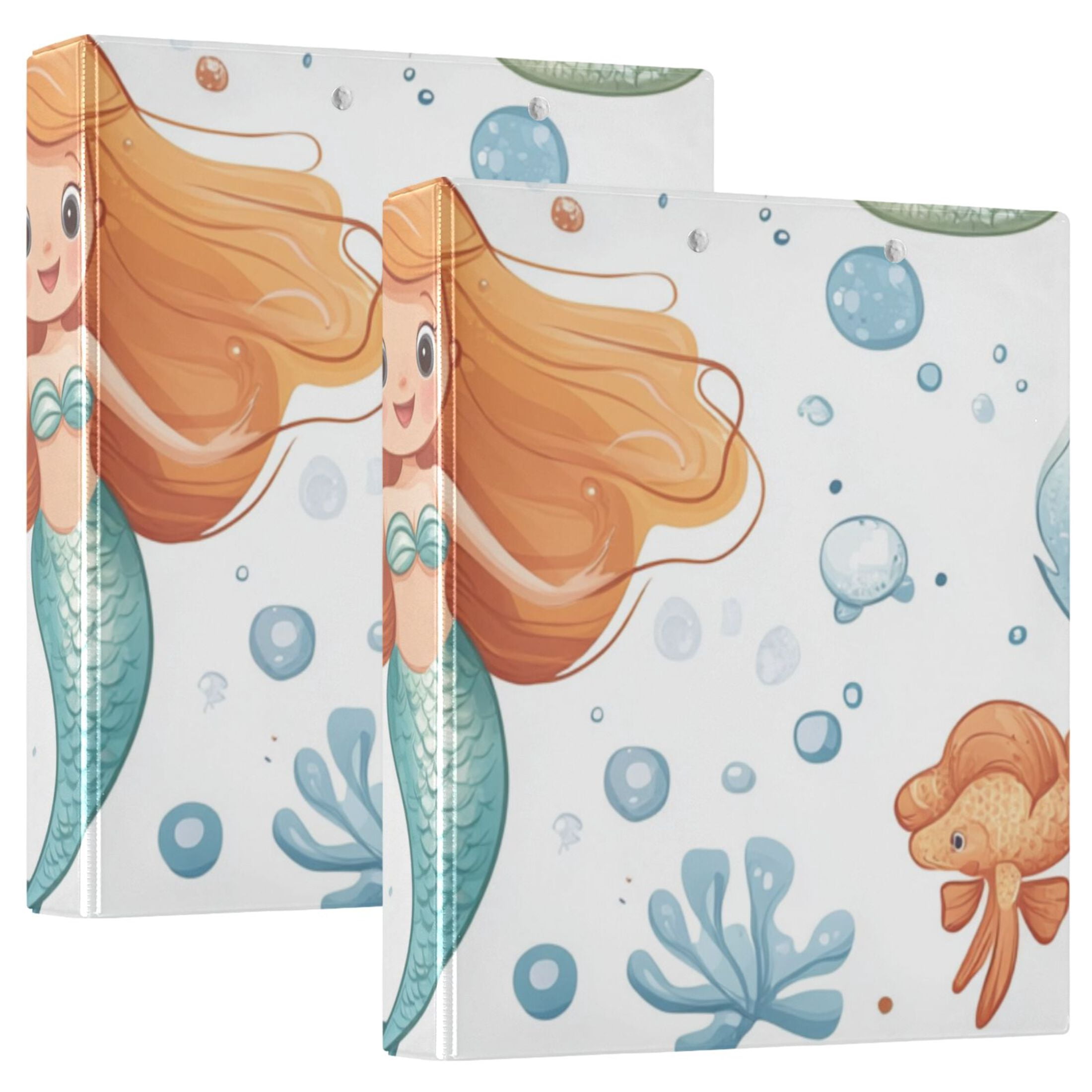 Cartoon Mermaid 3 Ring Binders 1.5 inch Hardcover File Folders with ...