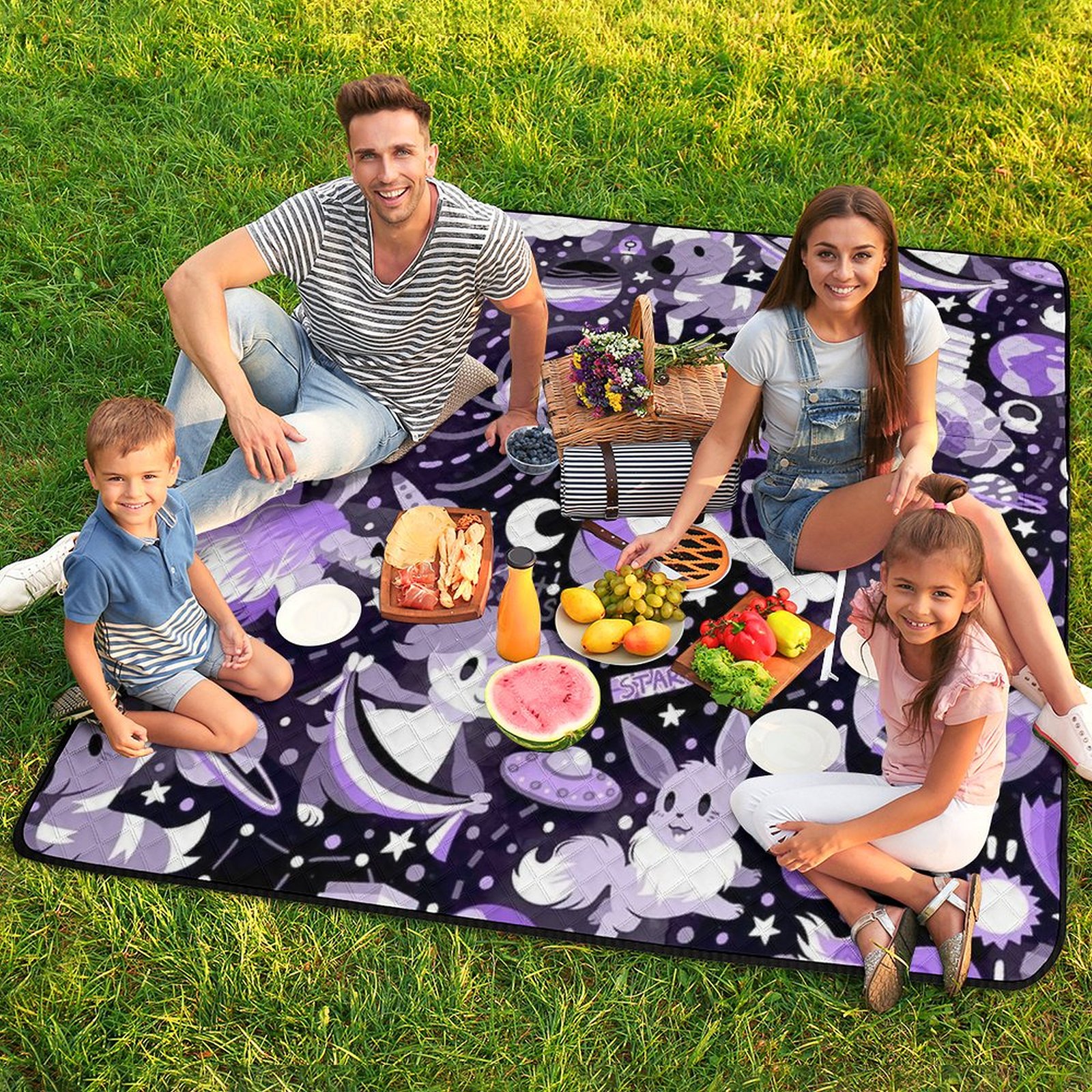 Cartoon Mewtwo Picnic Blanket Outdoor Extra Large Picnic Mat 78"X78 ...