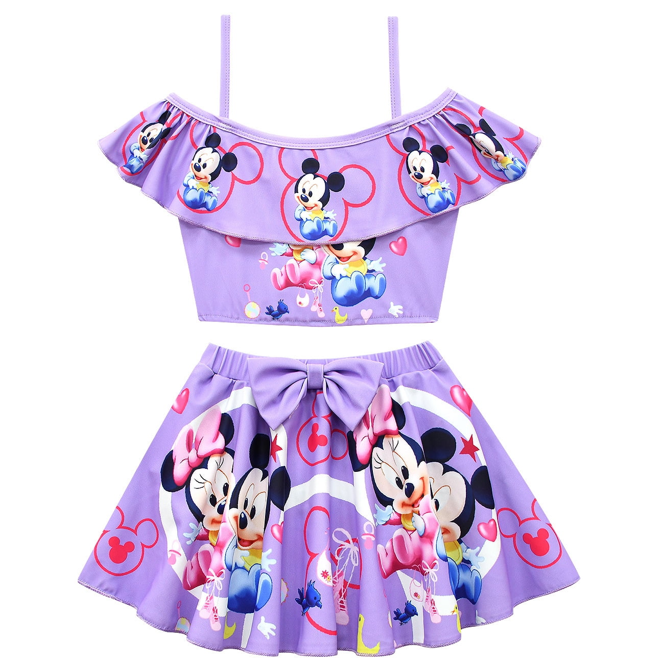 Cartoon Mickey Minnie Girls Two Piece Swimsuits Quick Dry Cartoon ...