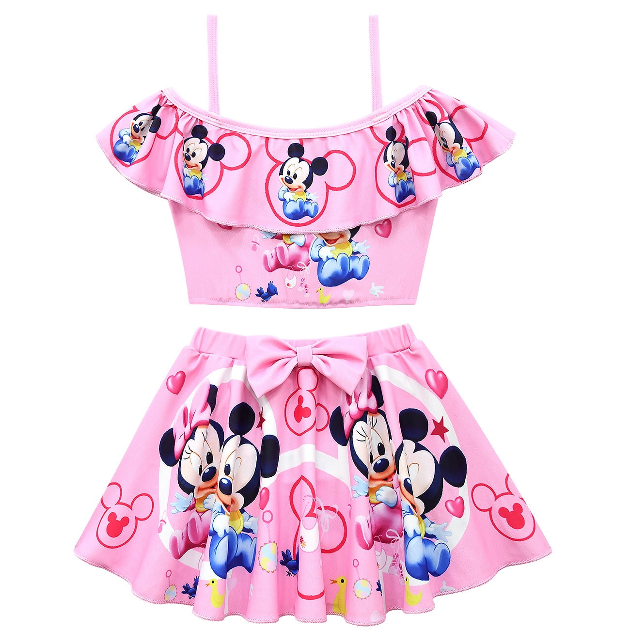 Cartoon Mickey Minnie Girls Two Piece Swimsuits Quick Dry Cartoon ...