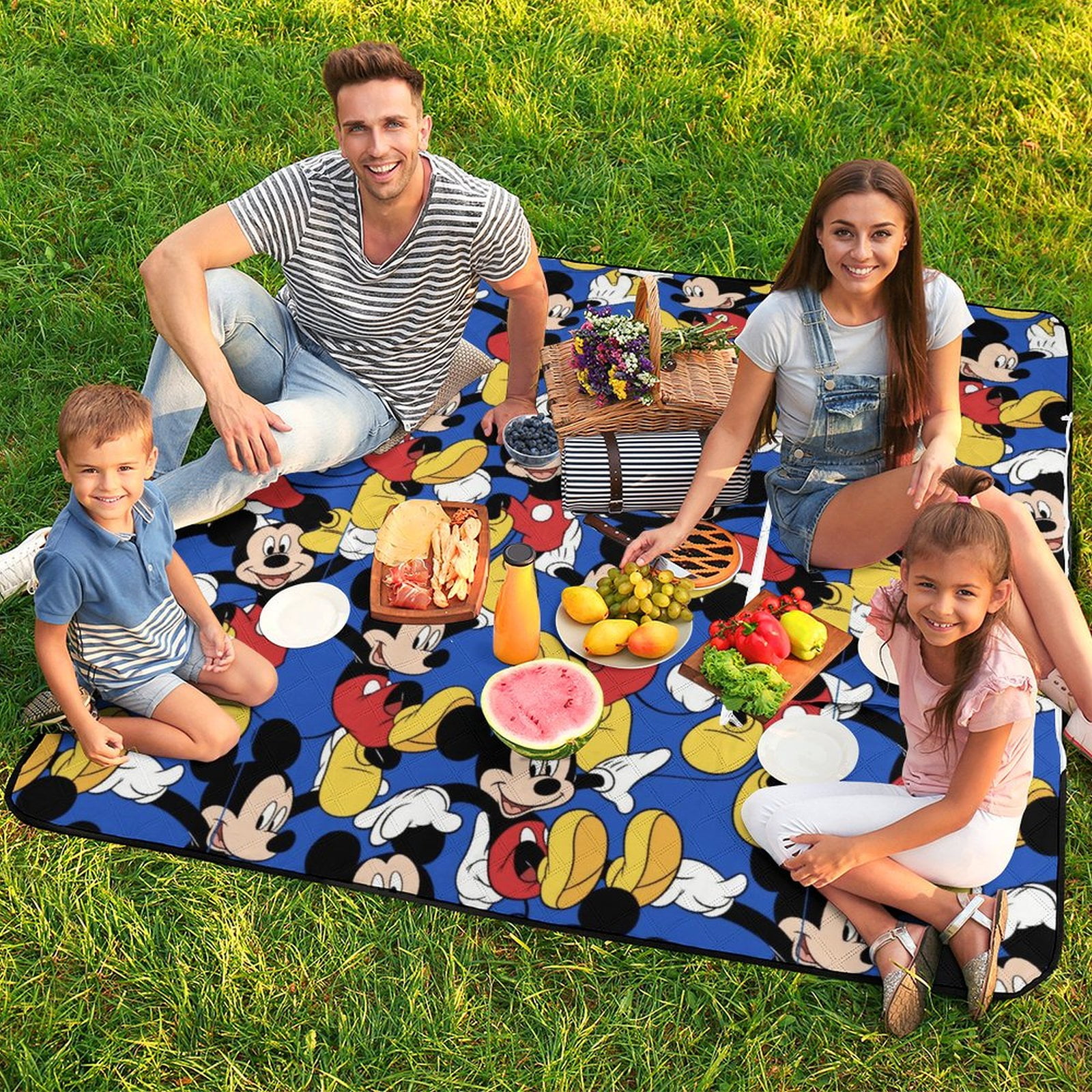 Cartoon Mickey Mouse Extra Large Picnic Outdoor Blanket,59 x 59 Waterproof Foldable Blankets ...