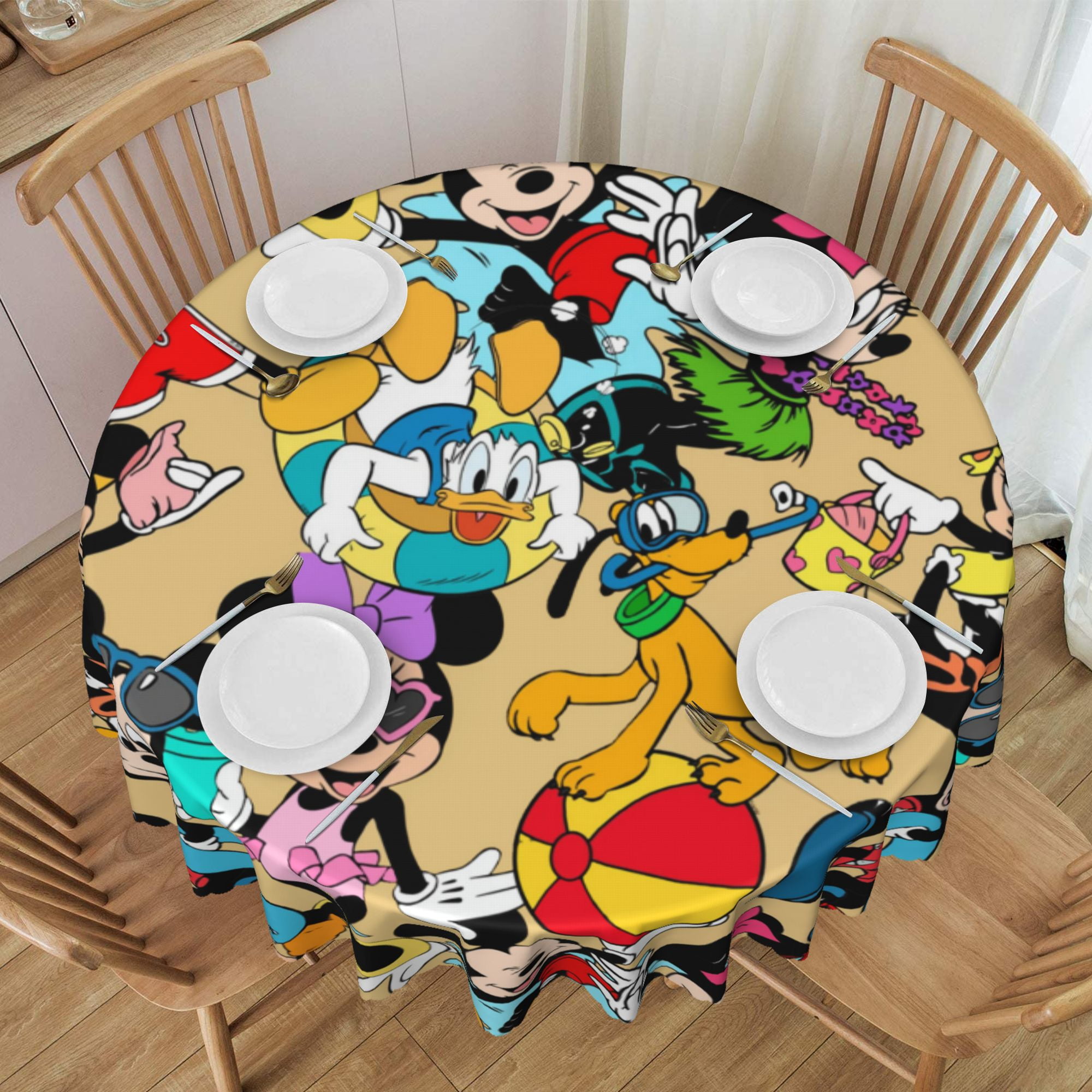Cartoon Mickey Mouse Round Tablecloth 60 inch, Stain Resistance, Water ...