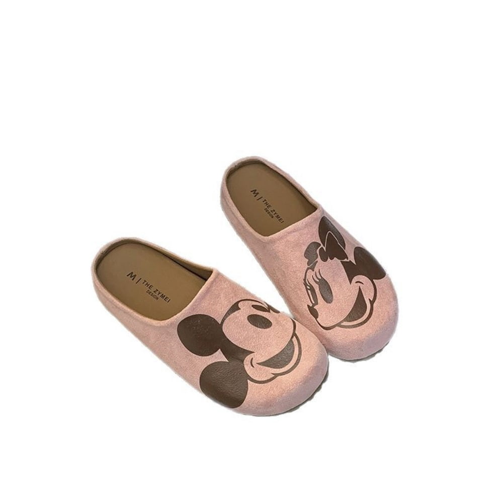 Cartoon Mickey Women Suede Clogs Thick Soled Slippers Slip-on Mules ...