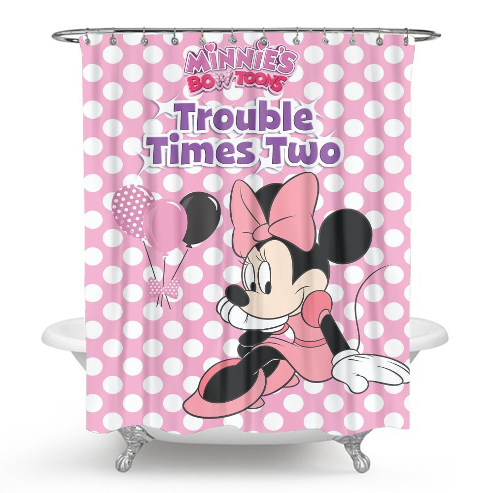 Cartoon Minnie Mickey Mouse Pattern Shower Curtain, Colorful Bathroom ...
