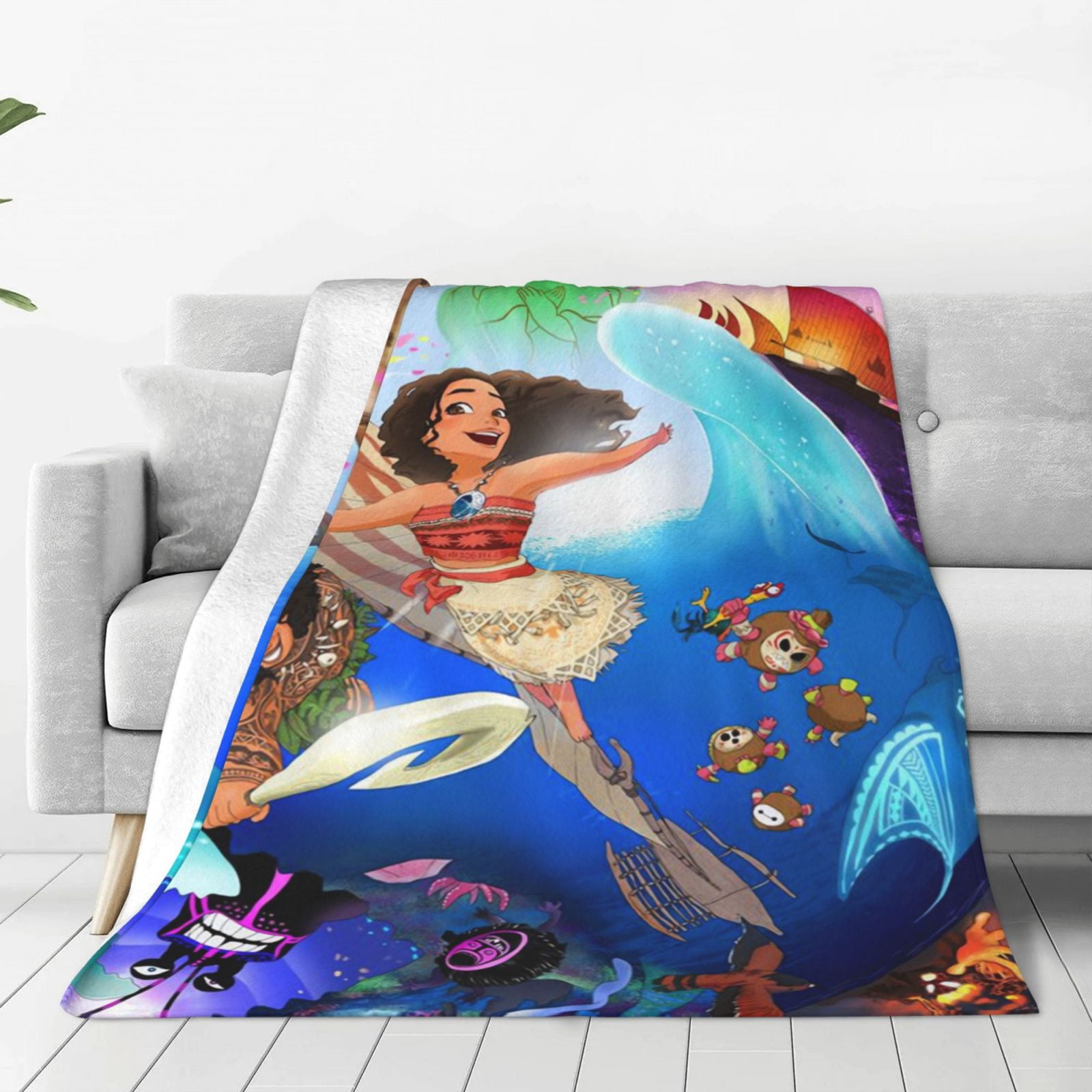 Cartoon Moana 2 Anime Flannel Blanket Lightweight Cozy Throw Blanket ...