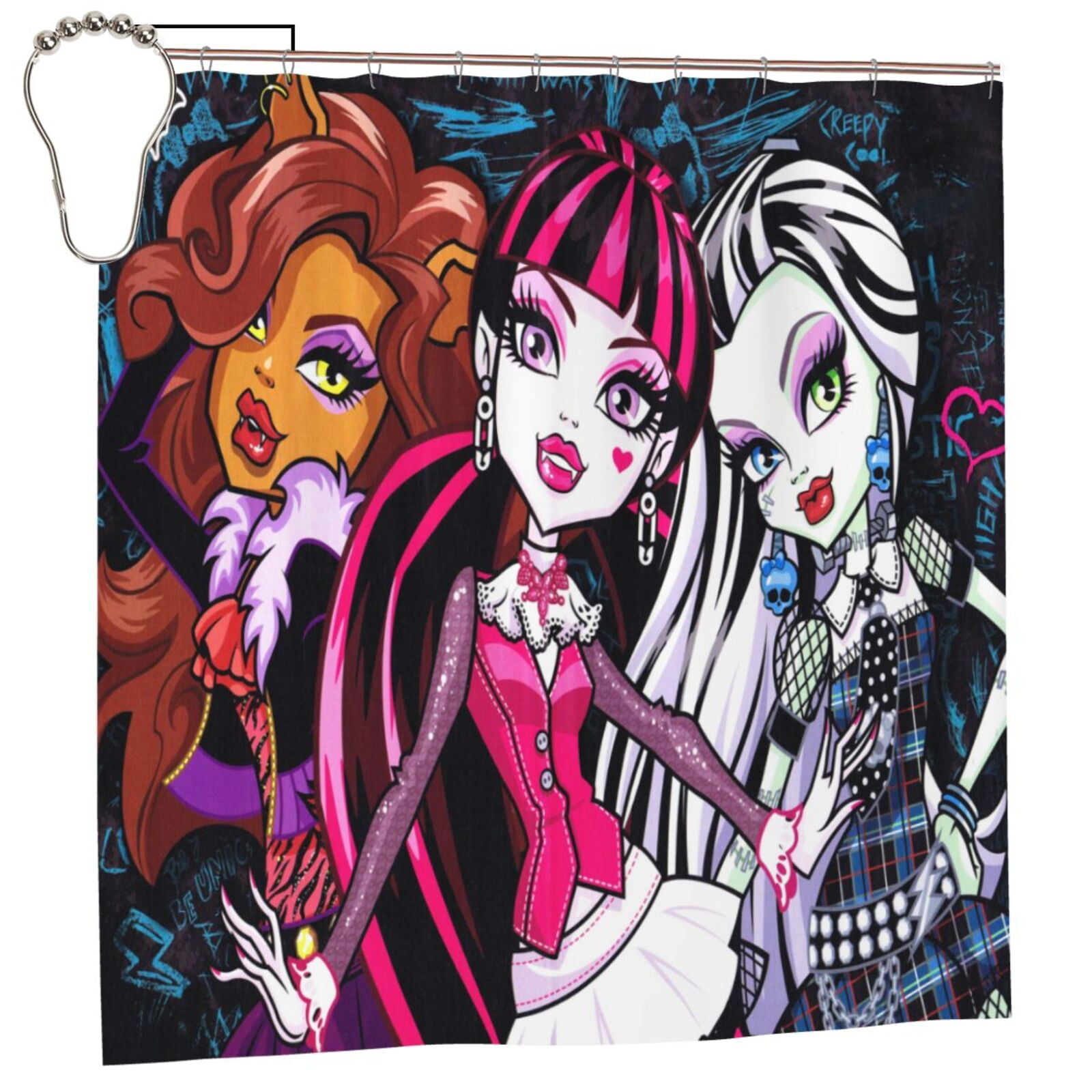 Cartoon Mon-Ster High Shower Curtain Cute Anime Shower Curtain ...