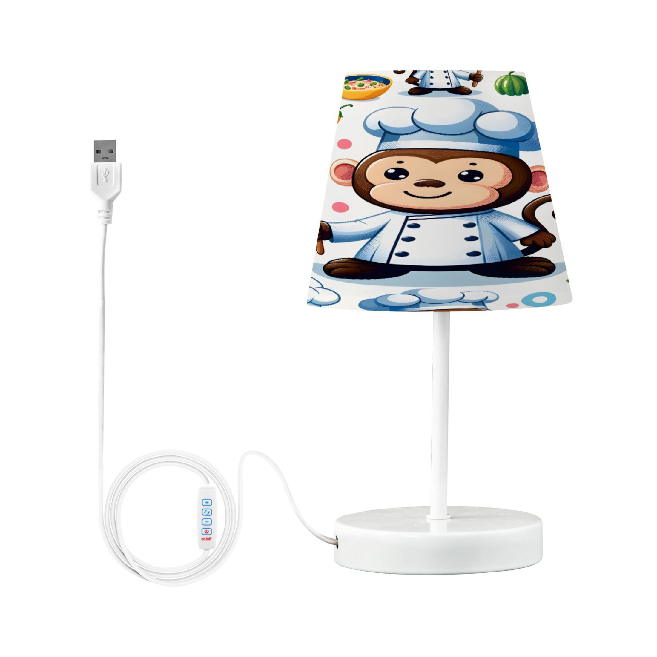 Cartoon Monkey Animal Chef Desk Lamp LED Table Nightstand Lamps with 3 ...