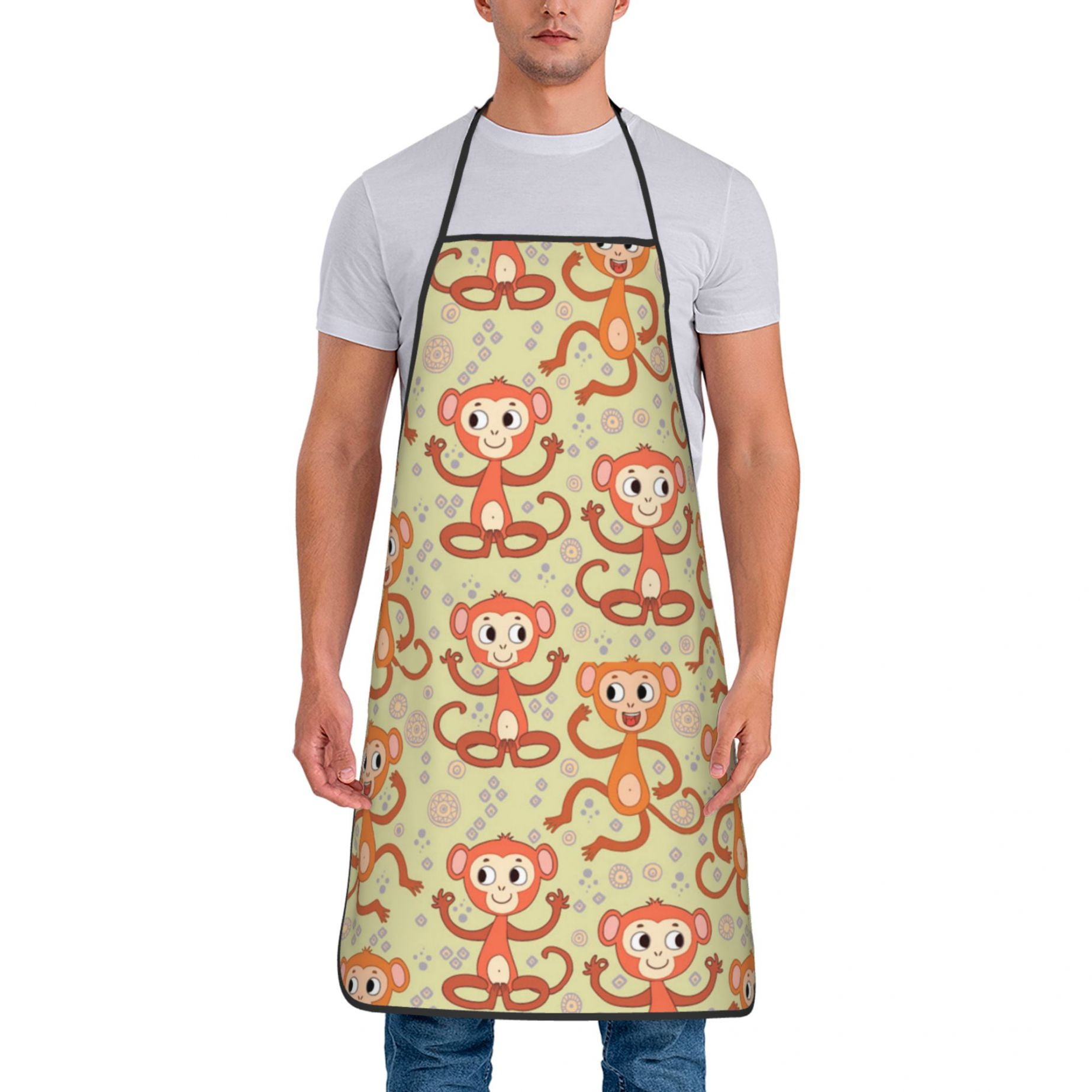 Cartoon Monkey Aprons for Women Men Waterproof Apron Kitchen Chef ...