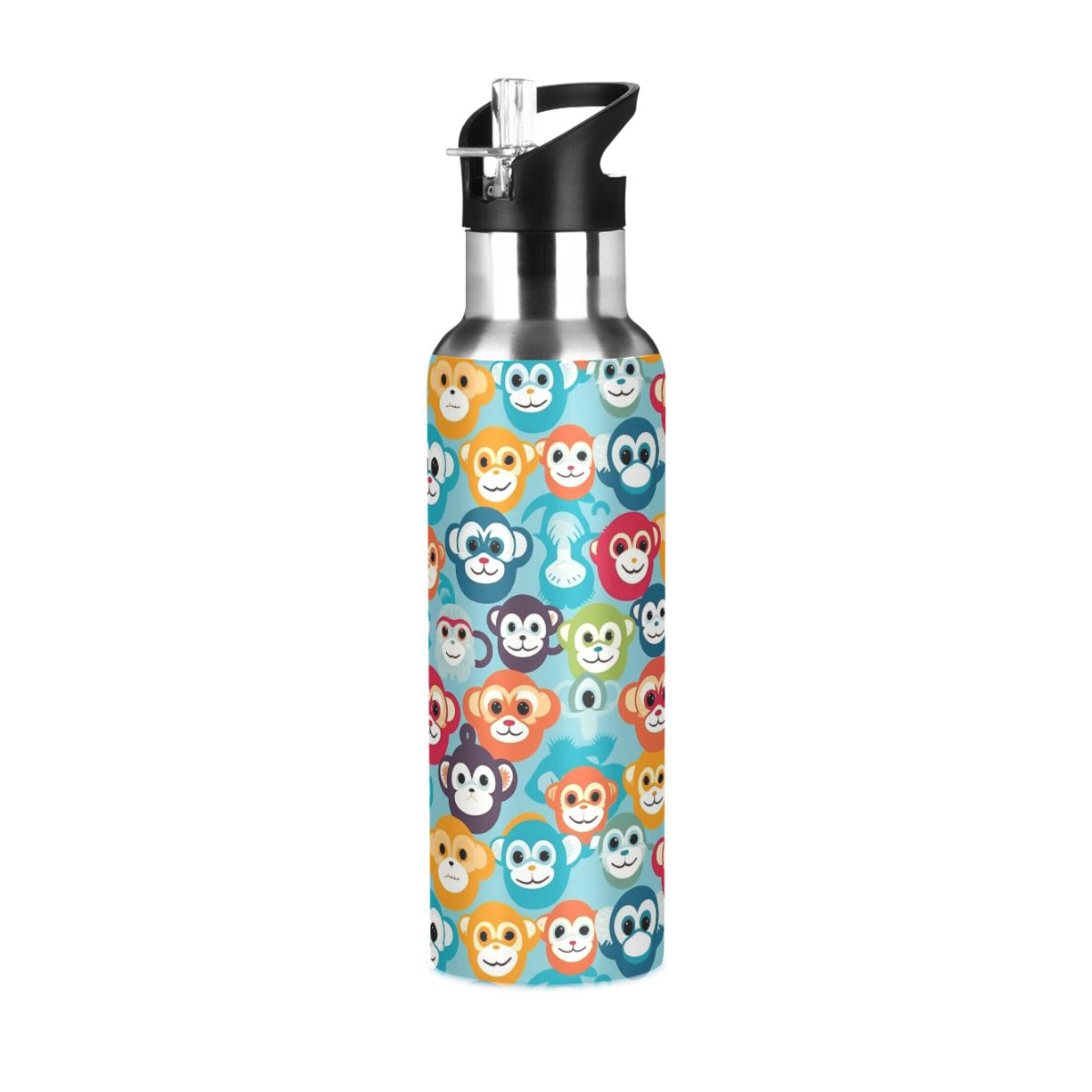 Cartoon Monkey Cute Water Bottles Insulated Thermos Kids Stainless ...