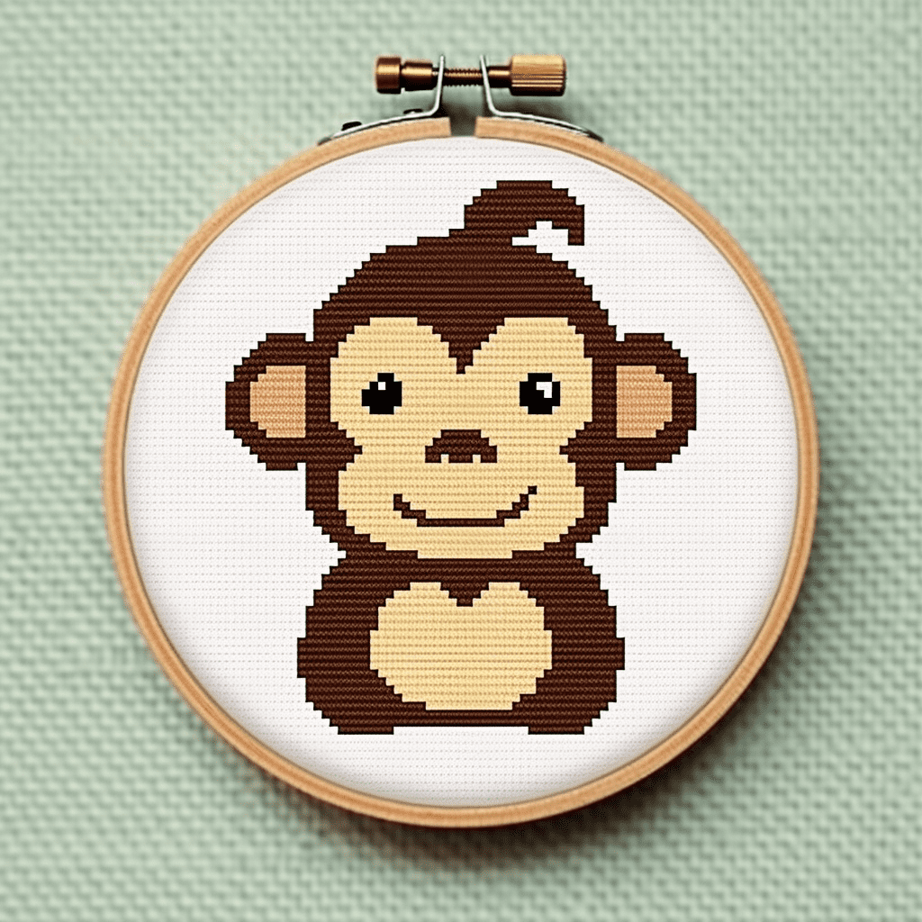 Cartoon Monkey DIY Stamped Cross Stitch Kits for Beginners Easy with ...
