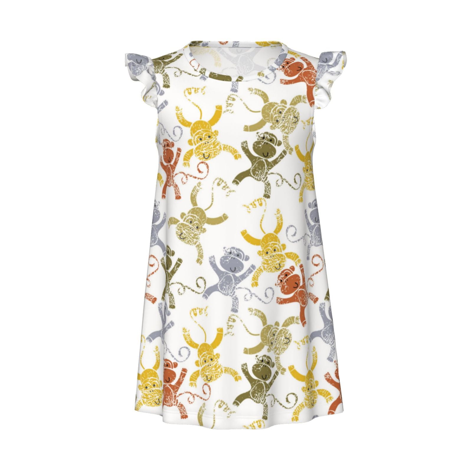 Cartoon Monkey Girls Nightgowns, Pajamas for Girls, Soft Flutter Short ...