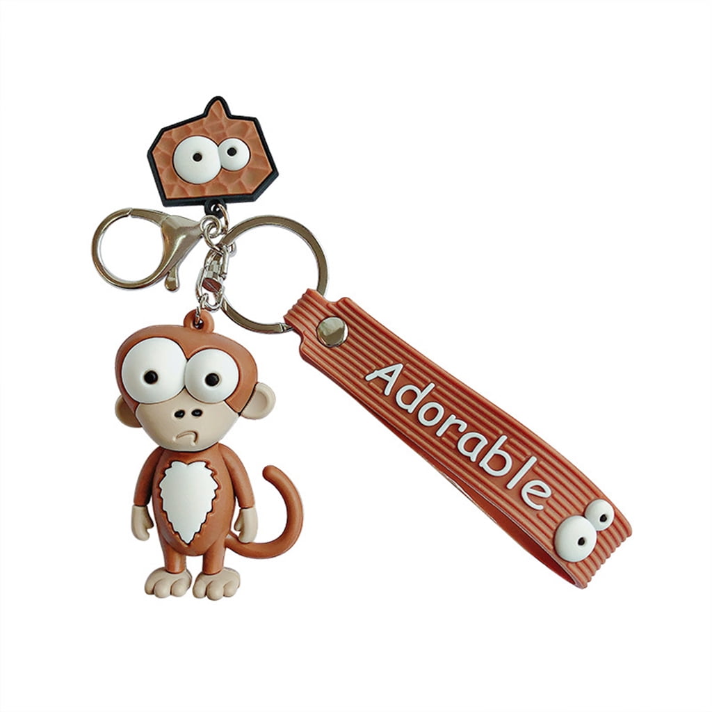 Cartoon Monkey Keychains Cute Silicone for Key Chain Lovers Hanging for ...
