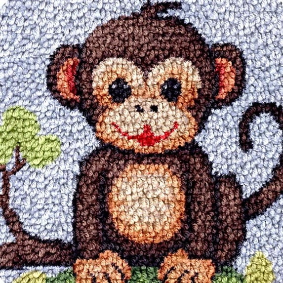 Cartoon Monkey Latch Hook Rug kits Color Printed Crochet Yarn ...
