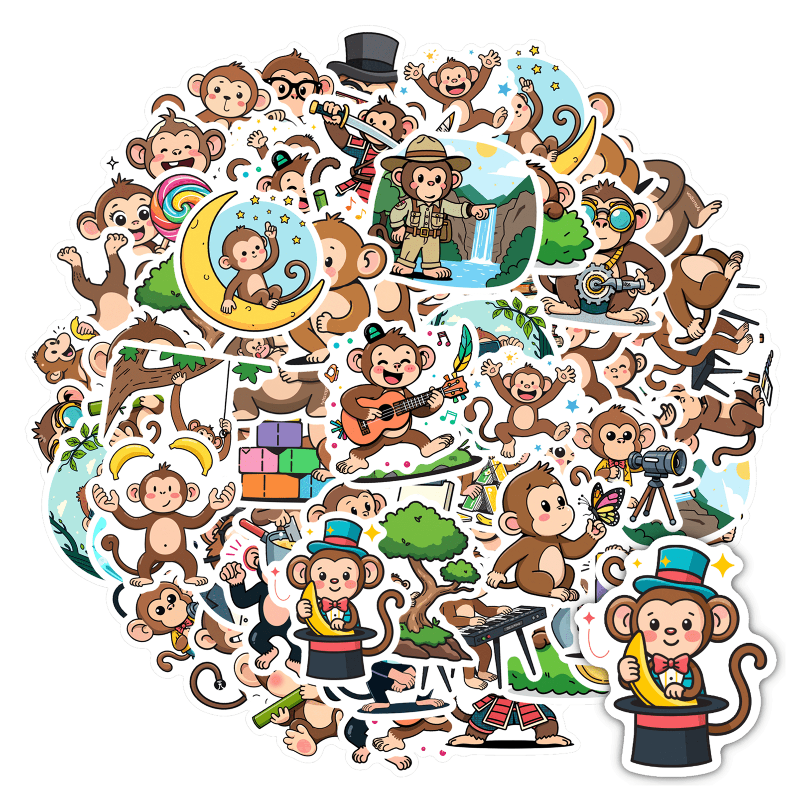 Cartoon Monkey Stickers Animal Fun Children Stickers for Phone Luggage ...