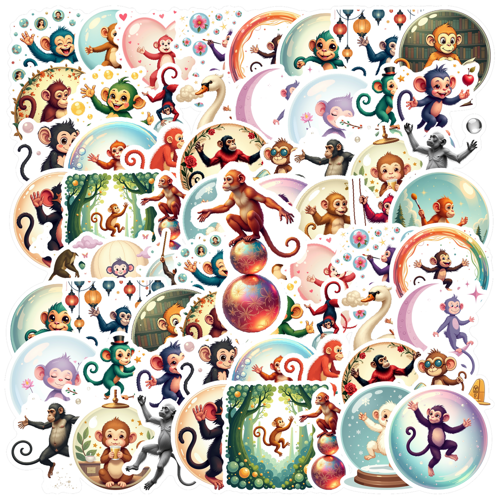 Cartoon Monkey Stickers, Waterproof Monkey Sticker for Water Bottle ...