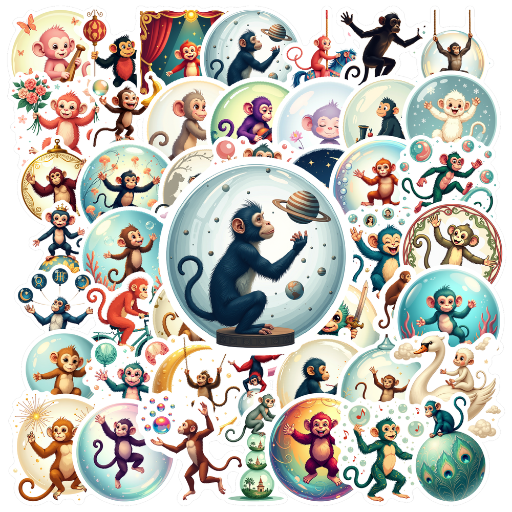 Cartoon Monkey Stickers, Waterproof Monkey Sticker for Water Bottle ...