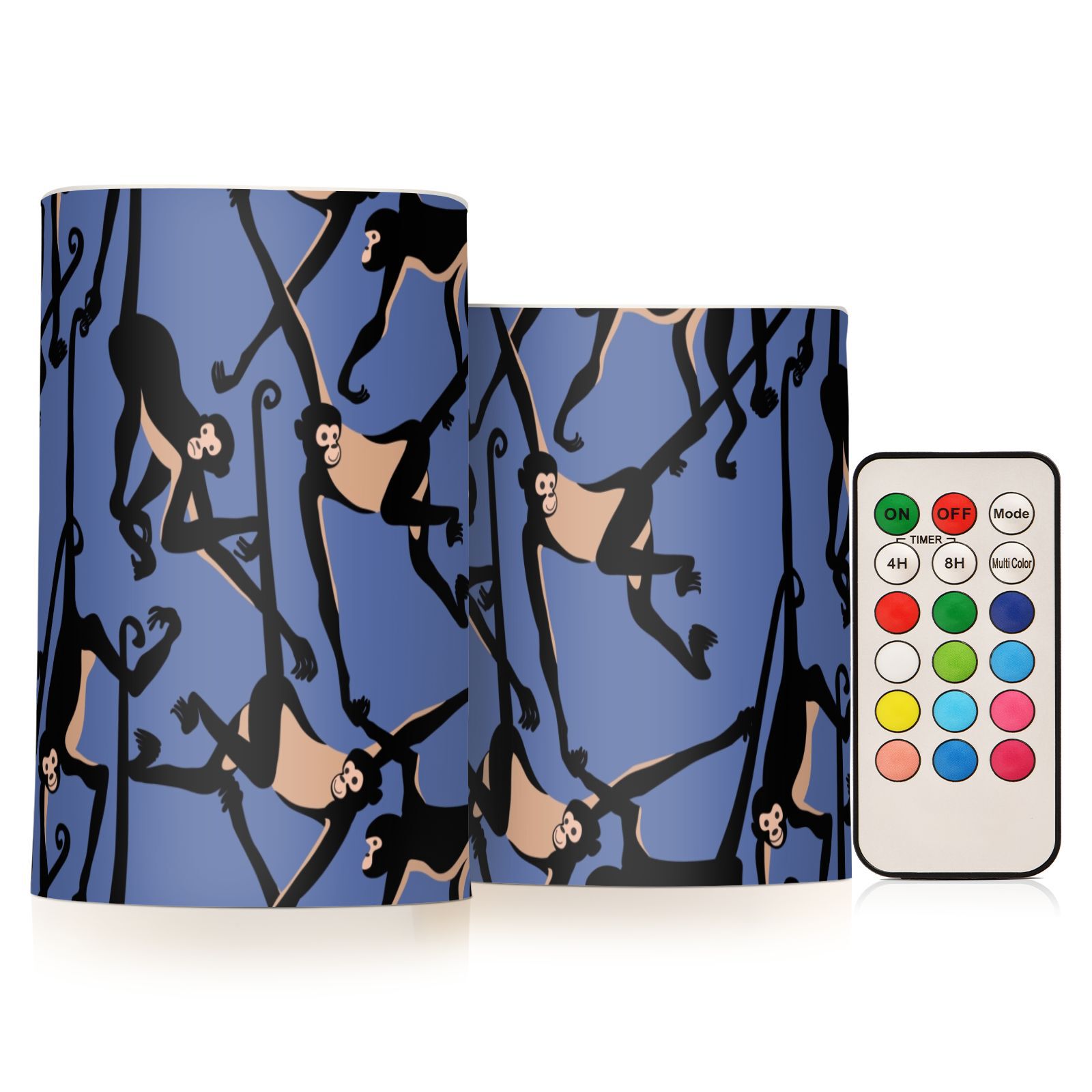 Cartoon Monkeys on Blue 2 PCS LED Flickering Flameless Candles with ...