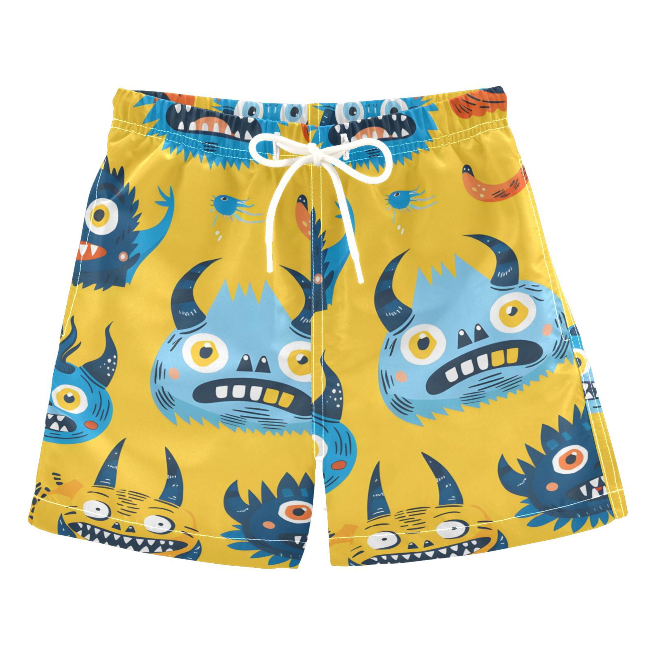 Cartoon Monster Faces Boys' Swim Trunks Board Shorts Beach Pants ...