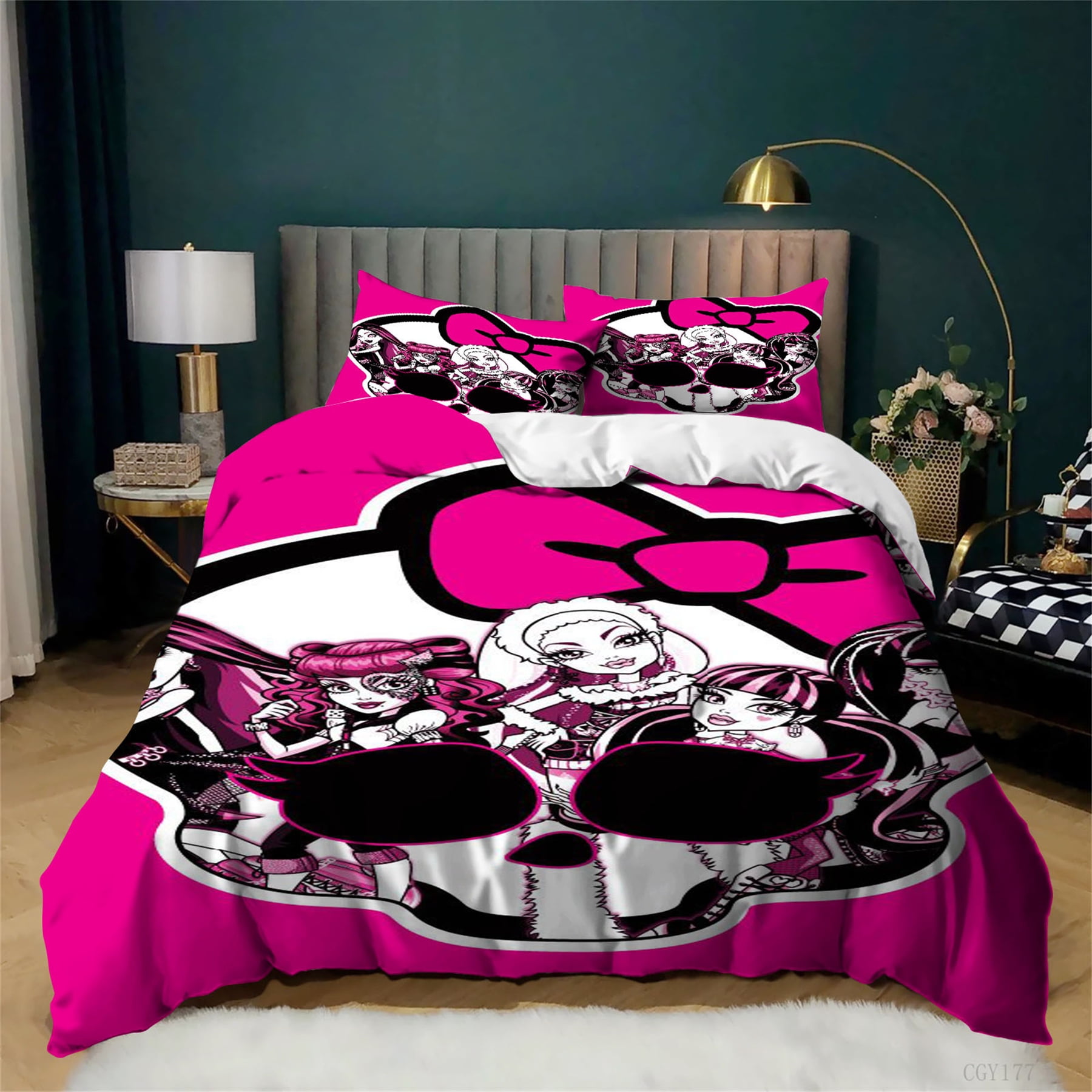 Cartoon Monster High Bedding Set 3 Pieces Soft Breathable Duvet Cover ...