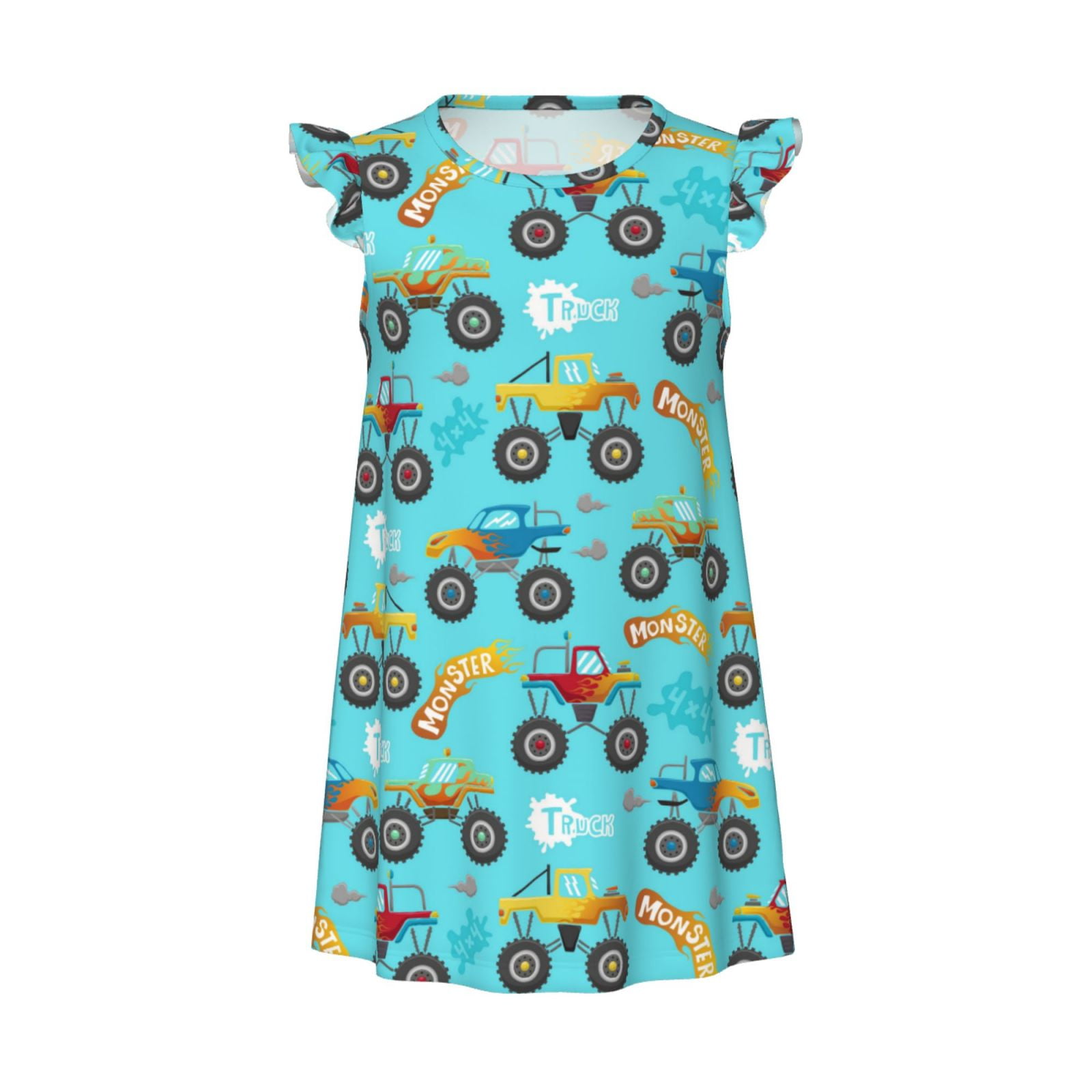 Cartoon Monster Truck Girls Nightgowns, Pajamas for Girls, Soft Flutter ...