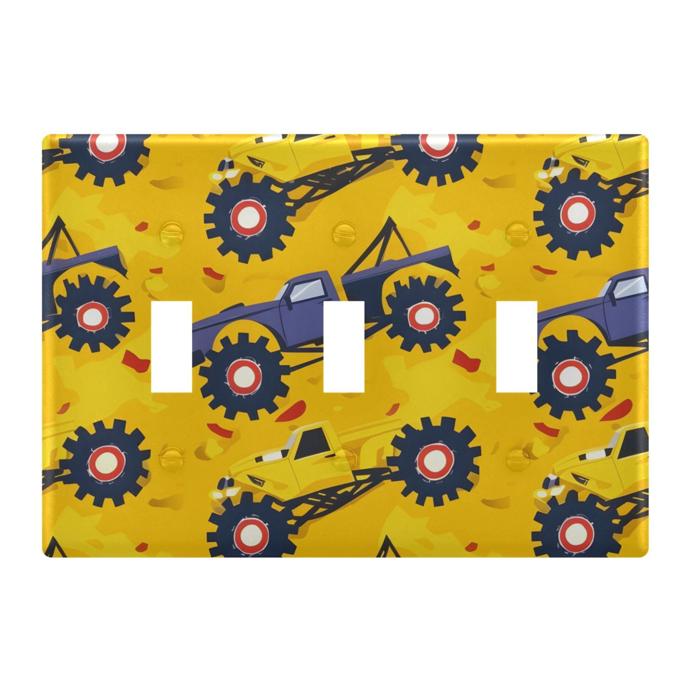 Cartoon Monster Truck Light Switch Plate Covers 3 Gang Wall Plate ...