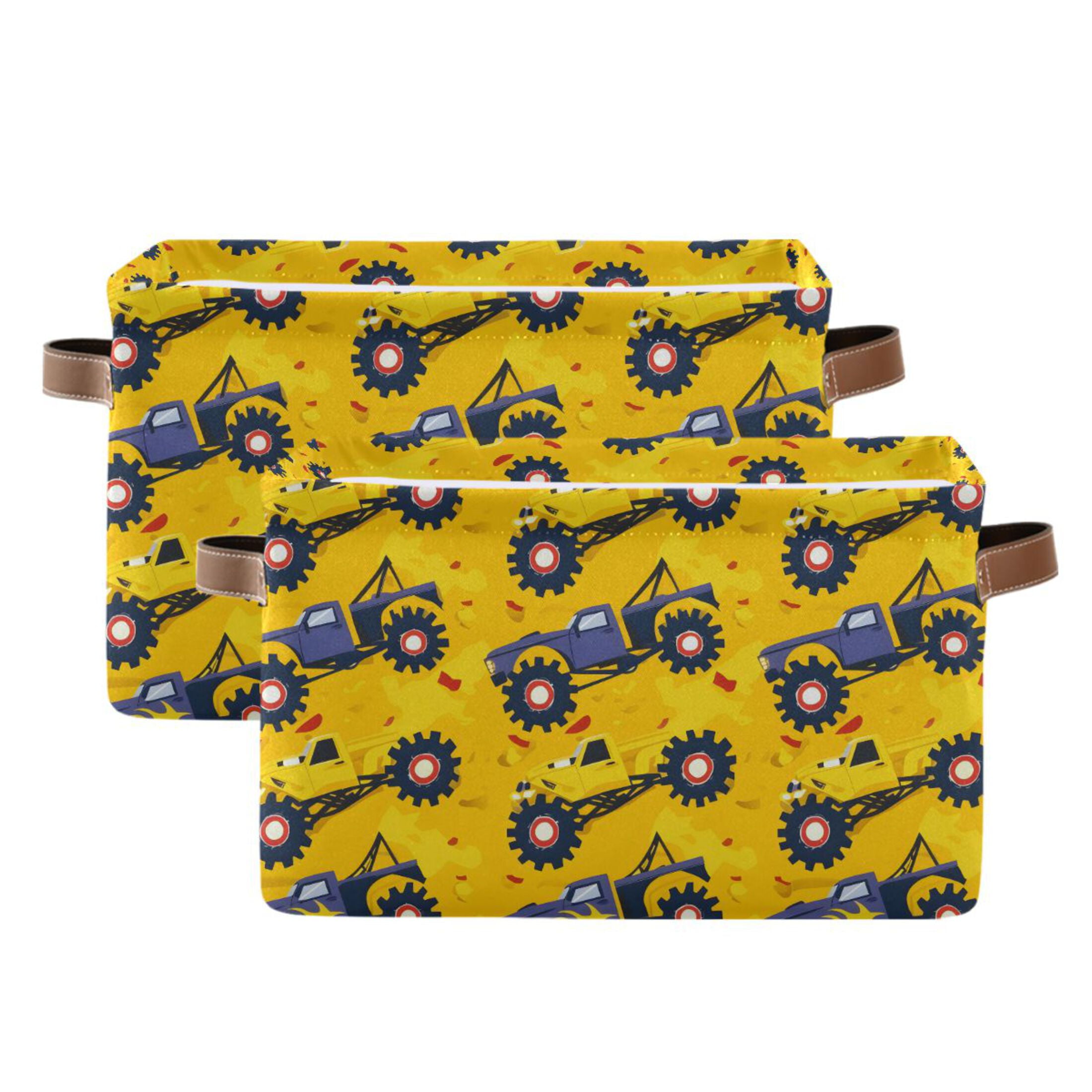 Cartoon Monster Truck Storage Bins with Handle Fabric Organizer Basket ...