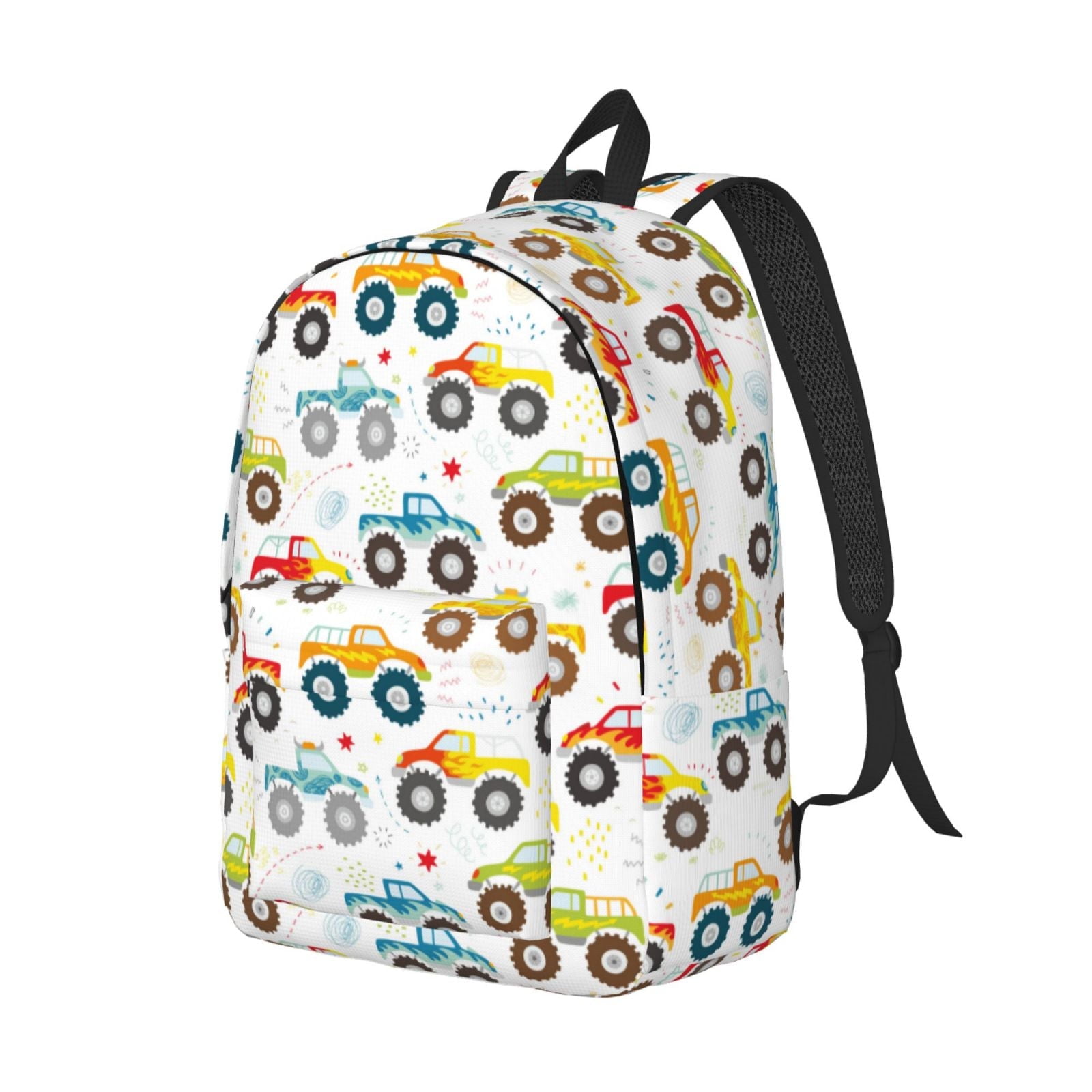 Cartoon Monster Trucks for Durable Canvas Backpack Leisure Large Bag ...