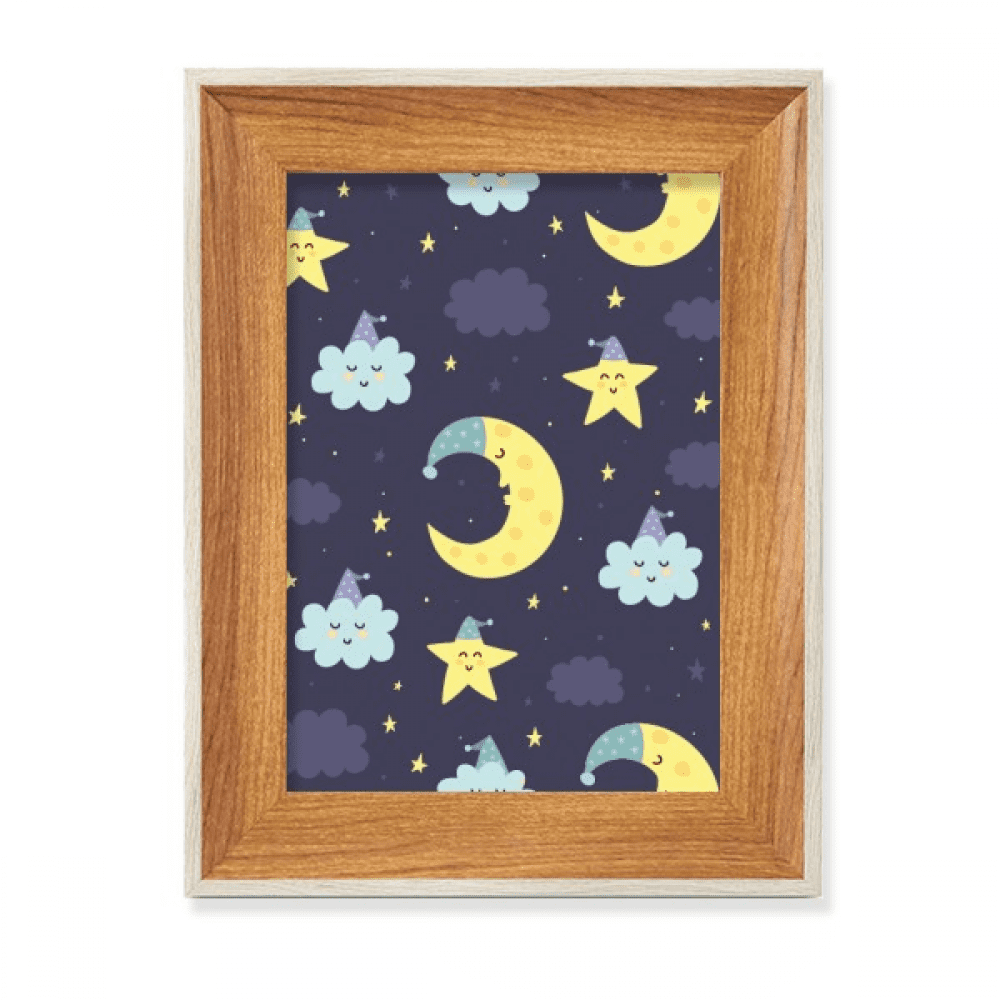 Cartoon Moon Night Personification Pattern Desktop Wooden Photo Frame ...
