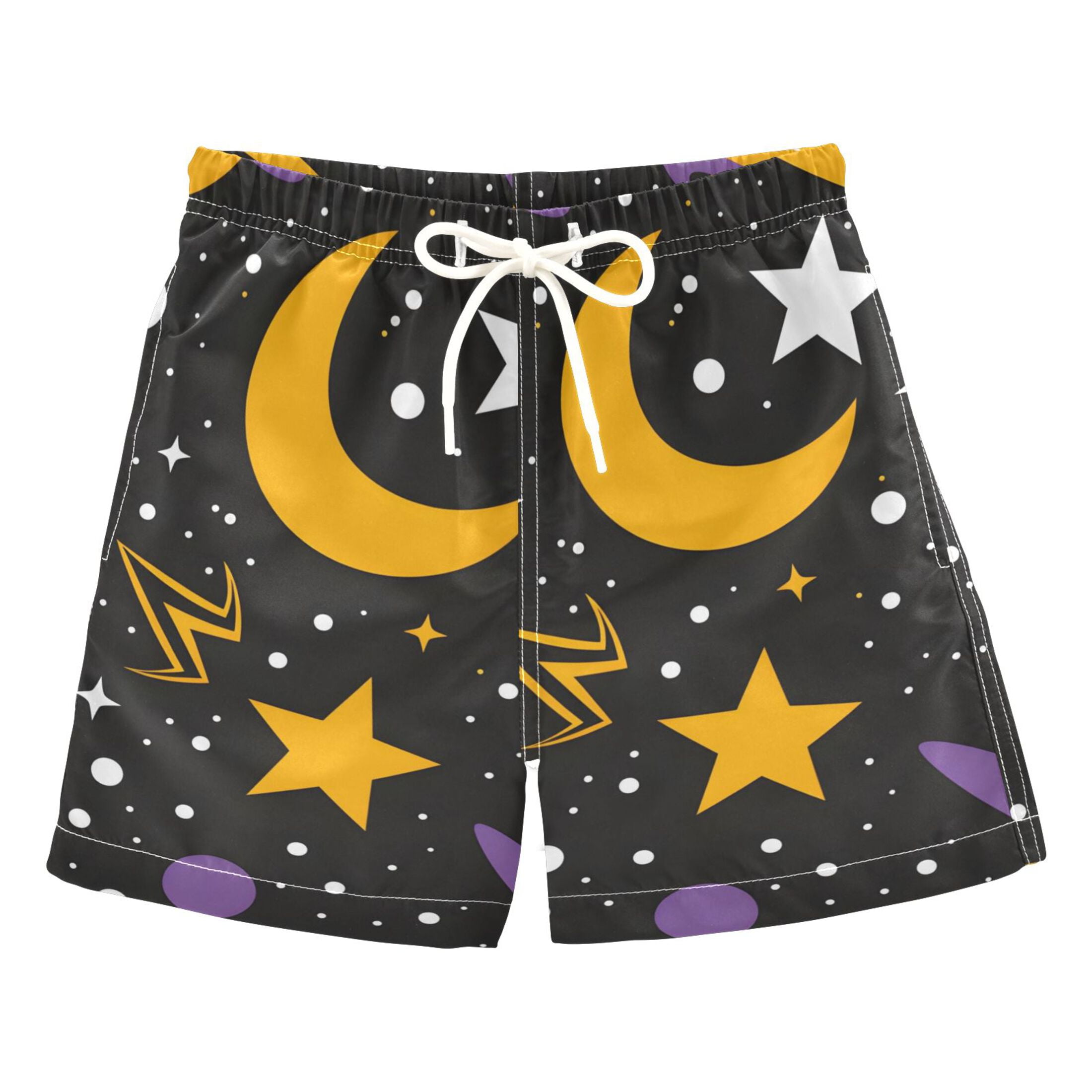 Cartoon Moon Stars Planets Cute Boys' Swim Trunks Board Shorts Beach ...