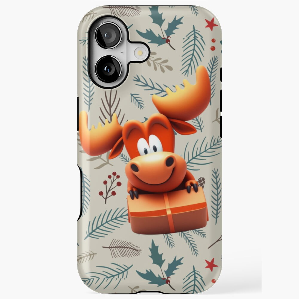 Cartoon Moose with Christmas Gift Pattern Phone Case 17 16 15 14 13 12 ...