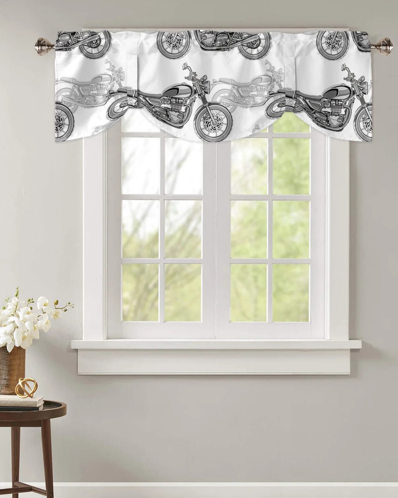 Cartoon Motorcycle Window Curtain Bedroom Roman Curtain Adjustable Tie ...