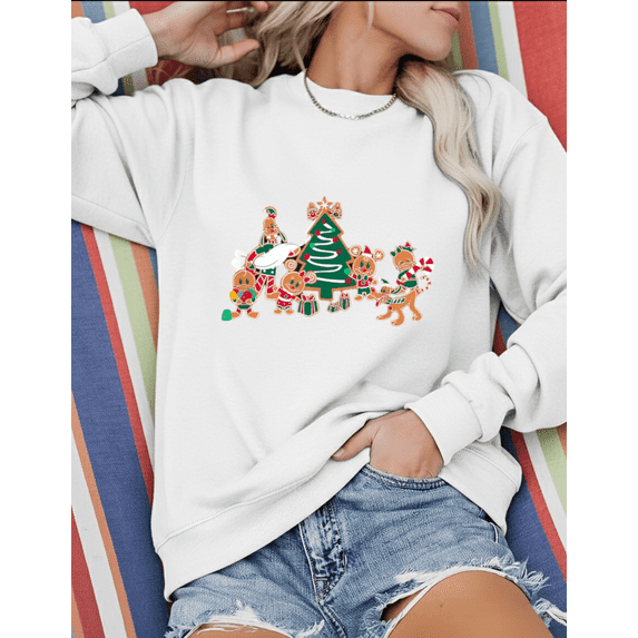 Cartoon Mouse Gingerbread Cookies Christmas Tree Holiday Sweatshirt ...