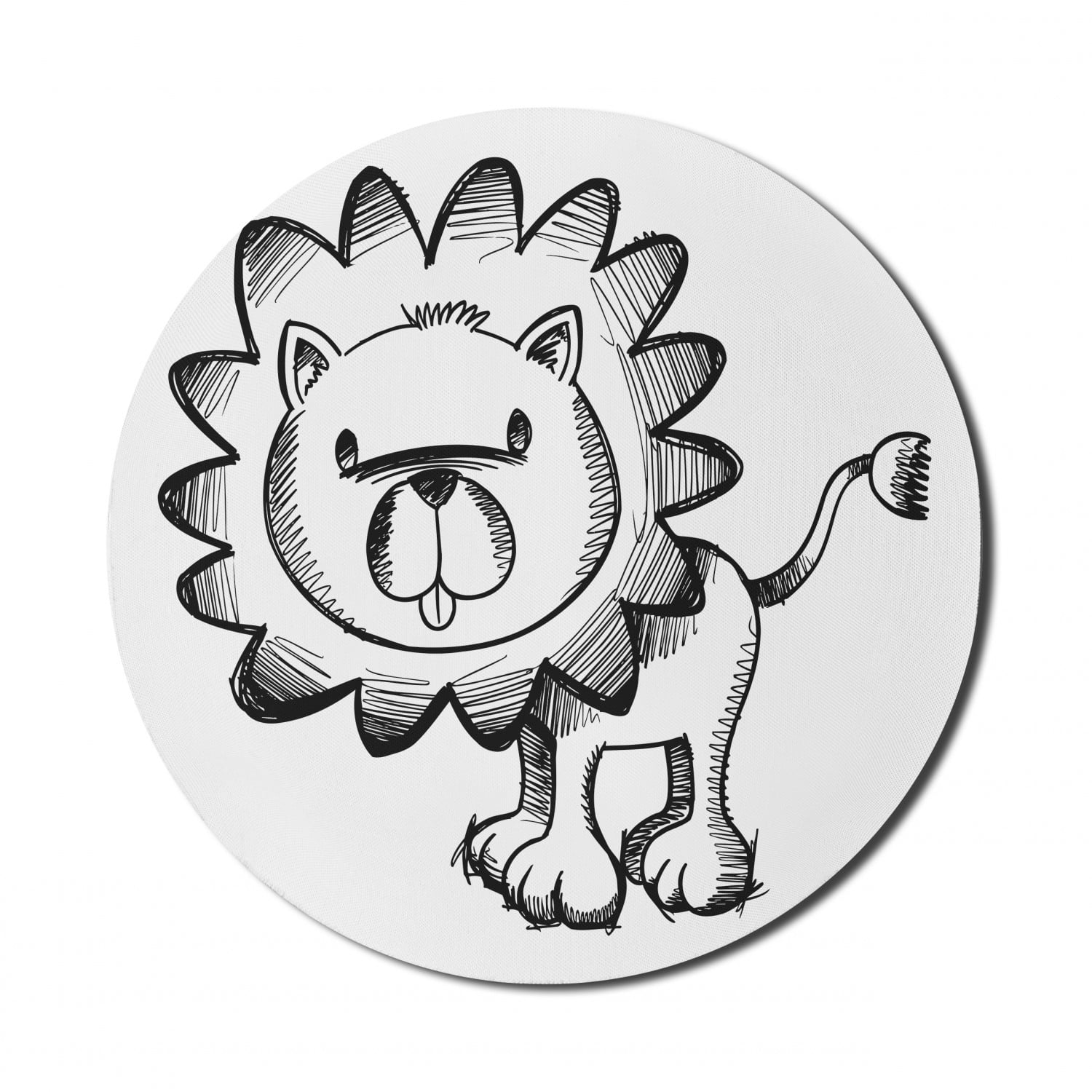 Cartoon Mouse Pad for Computers, Sketchy Baby Lion Wildlife Character ...