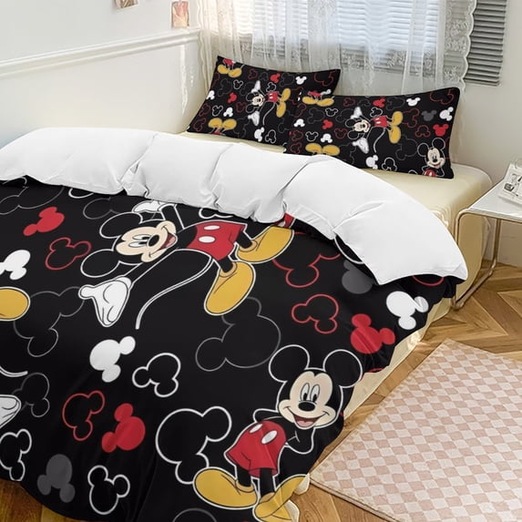 Cartoon Mouse Print Bedding 3 Piece Set Printing Duvet Cover And 2 ...