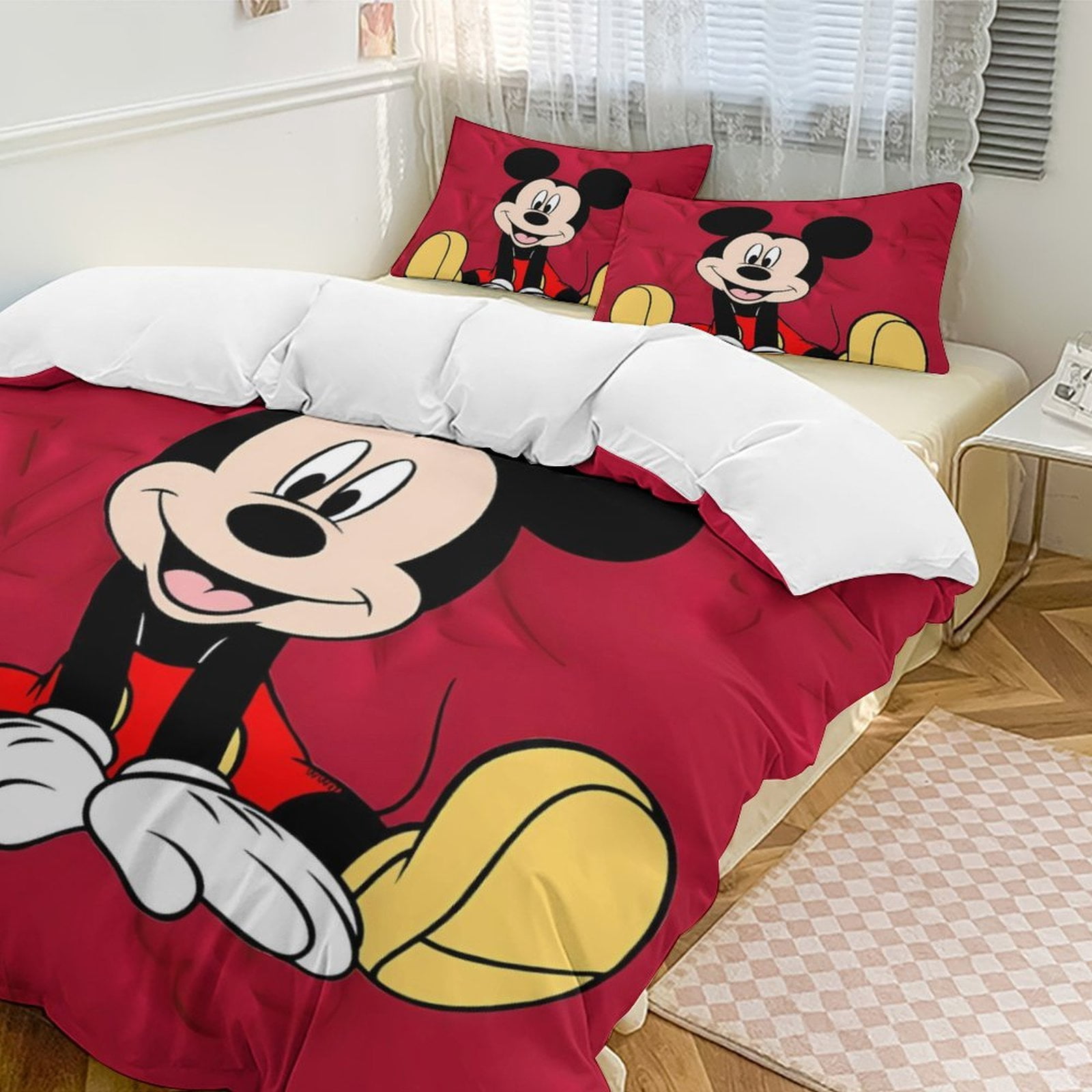 Cartoon Mouse Print Bedding 3 Piece Set Printing Duvet Cover And 2 ...