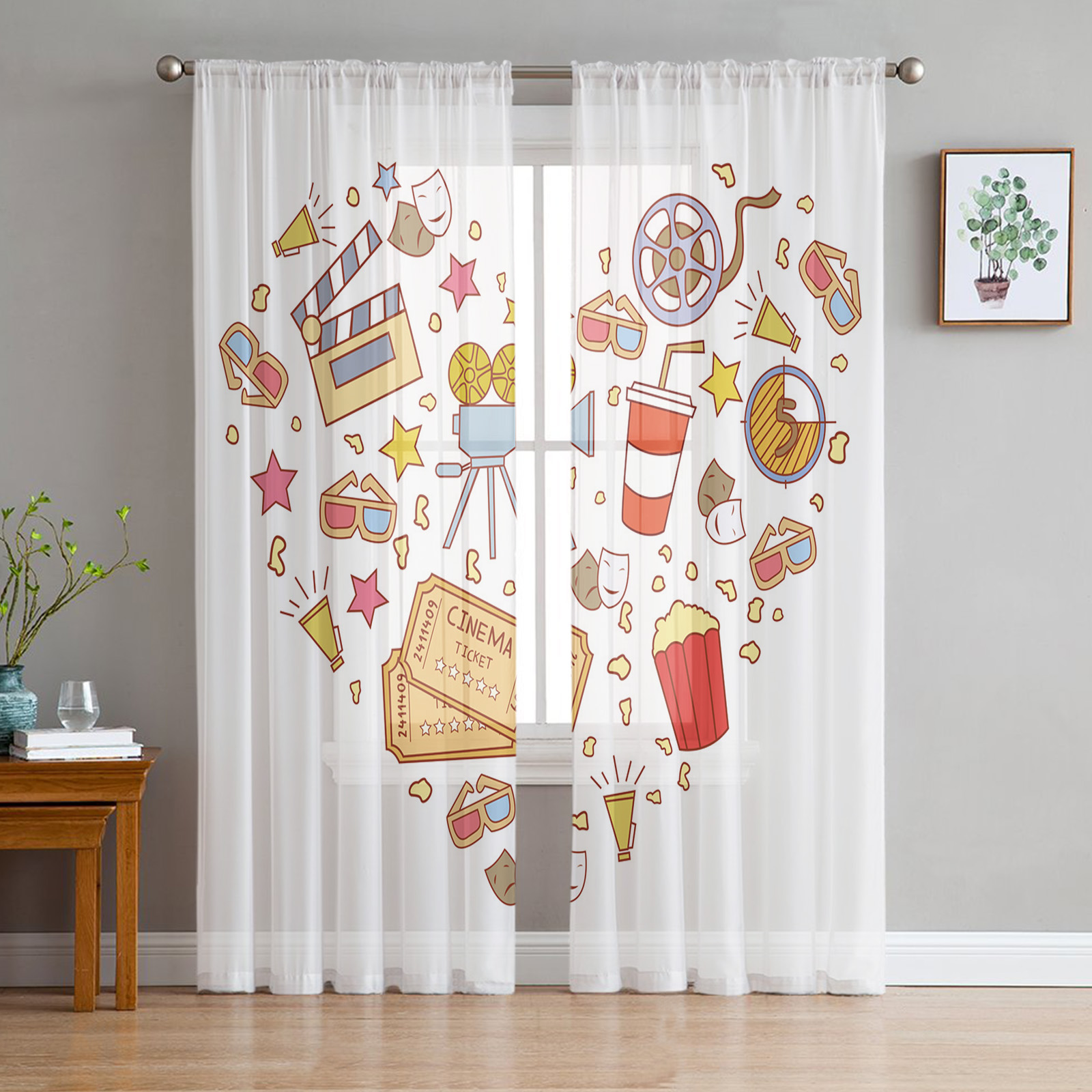 Cartoon Movie Food Tulle Sheer Window Curtains for Living Room the ...