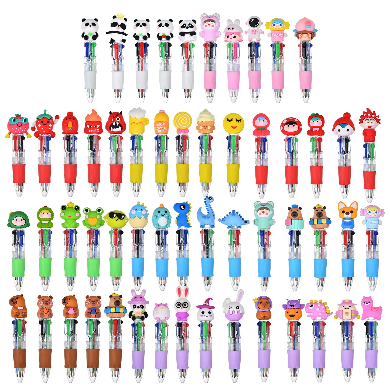 Cartoon Multicolored Pen 4 Color-in-1 Writing Pens Retractable Colored ...
