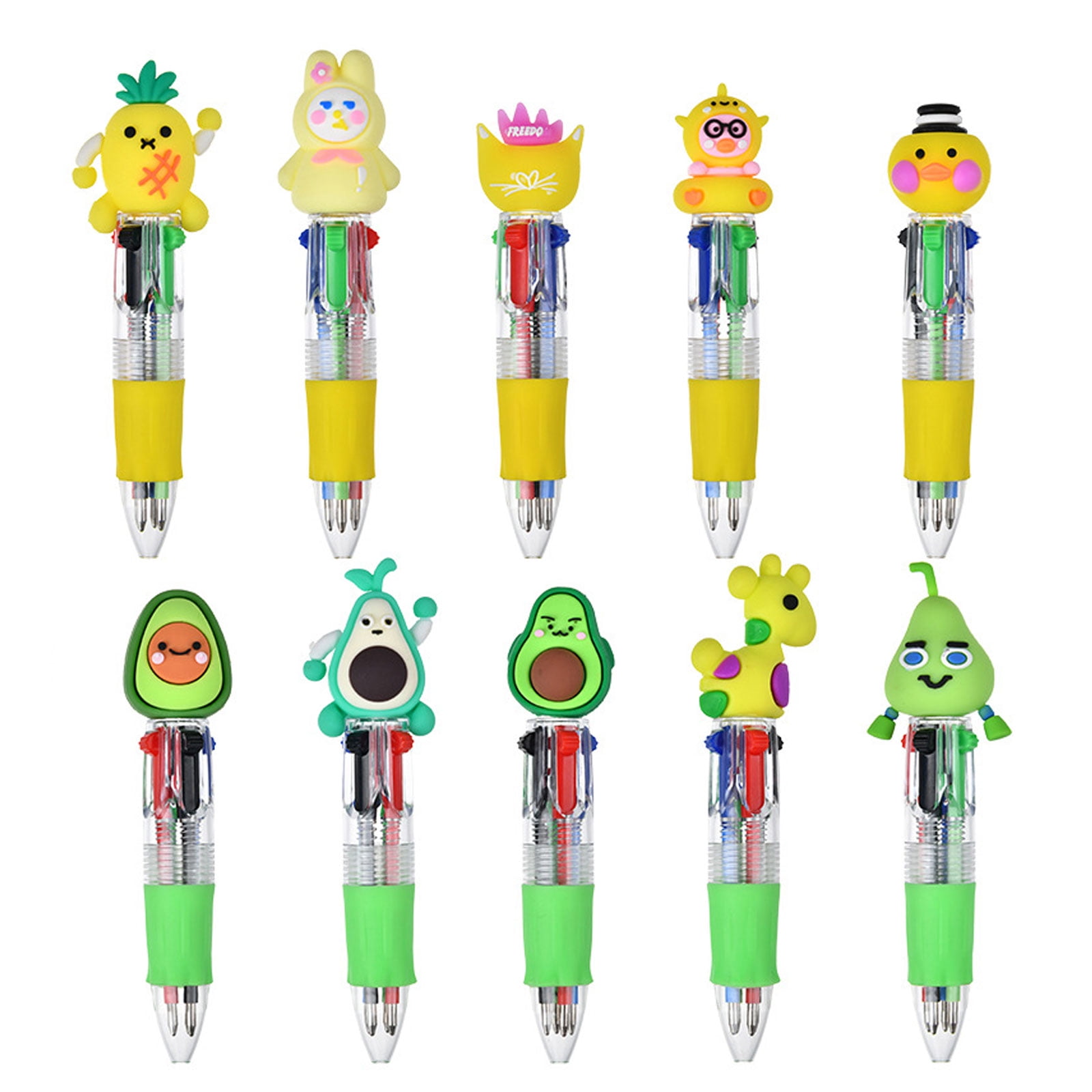 Cartoon Multicolored Pen 4 Color-in-1 Writing Pens Retractable Colored ...