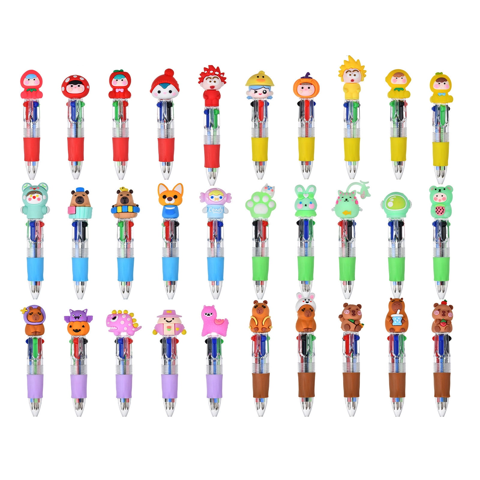 Cartoon Multicolored Pen 4 Color-in-1 Writing Pens Retractable Colored ...