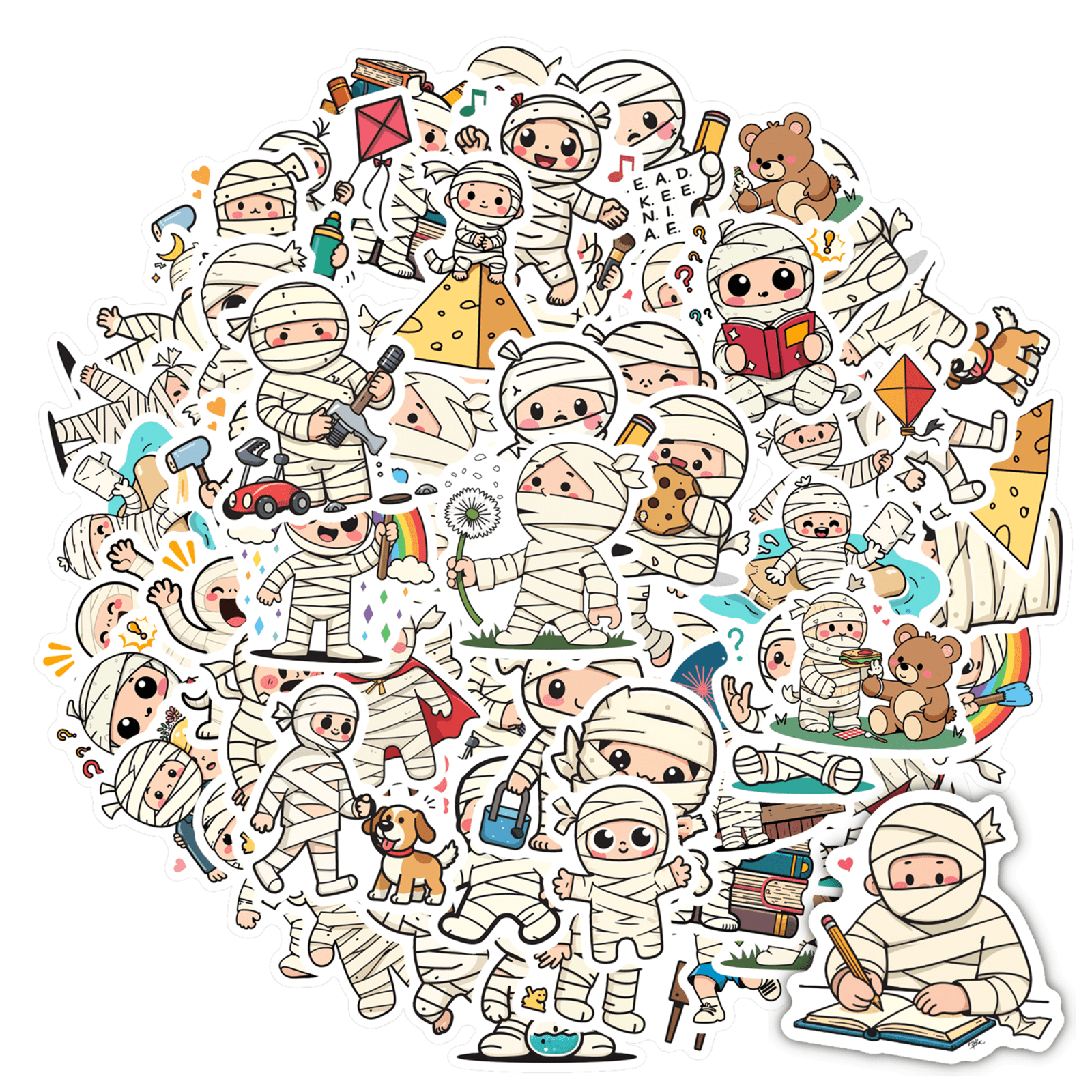Cartoon Mummy Stickers Cute Kids Stickers Cartoon Characters Kids ...