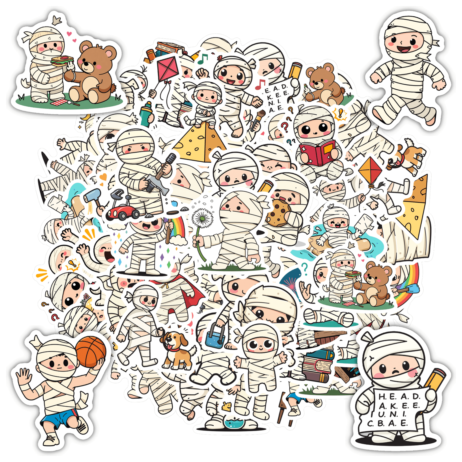 Cartoon Mummy Stickers Cute Kids Stickers Cartoon Characters Kids ...