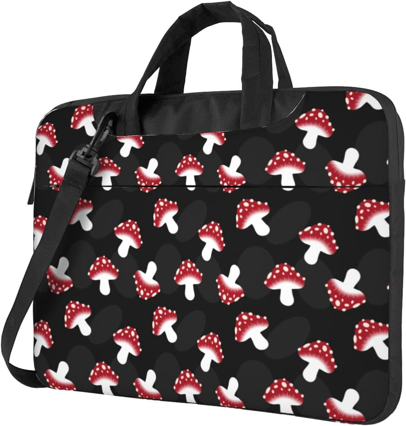 Cartoon Mushroom Black Laptop Tote Bag For Women Men- Laptop Case ...