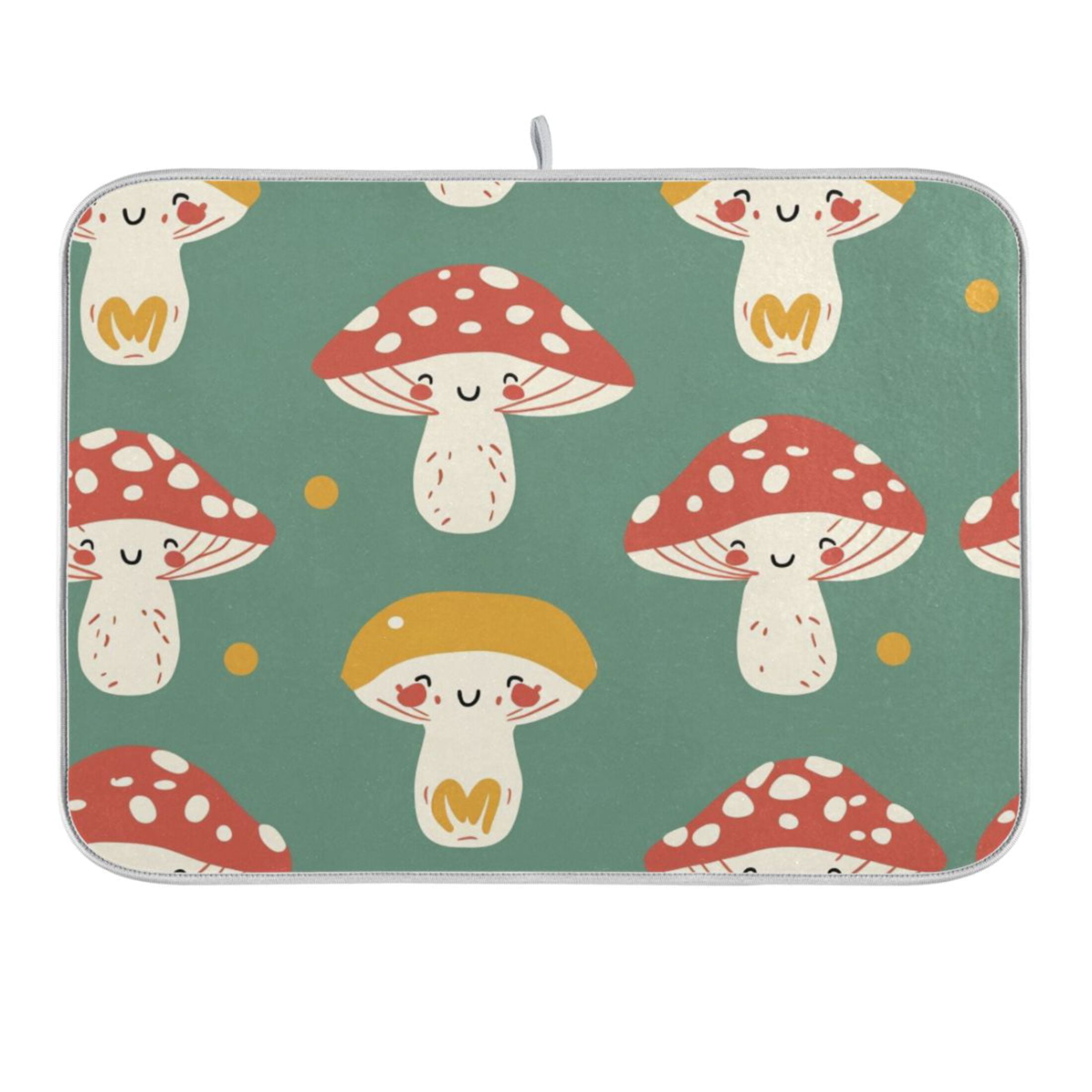Cartoon Mushroom Dish Drying Mat for Kitchen Counter 16x18 In Absorbent ...
