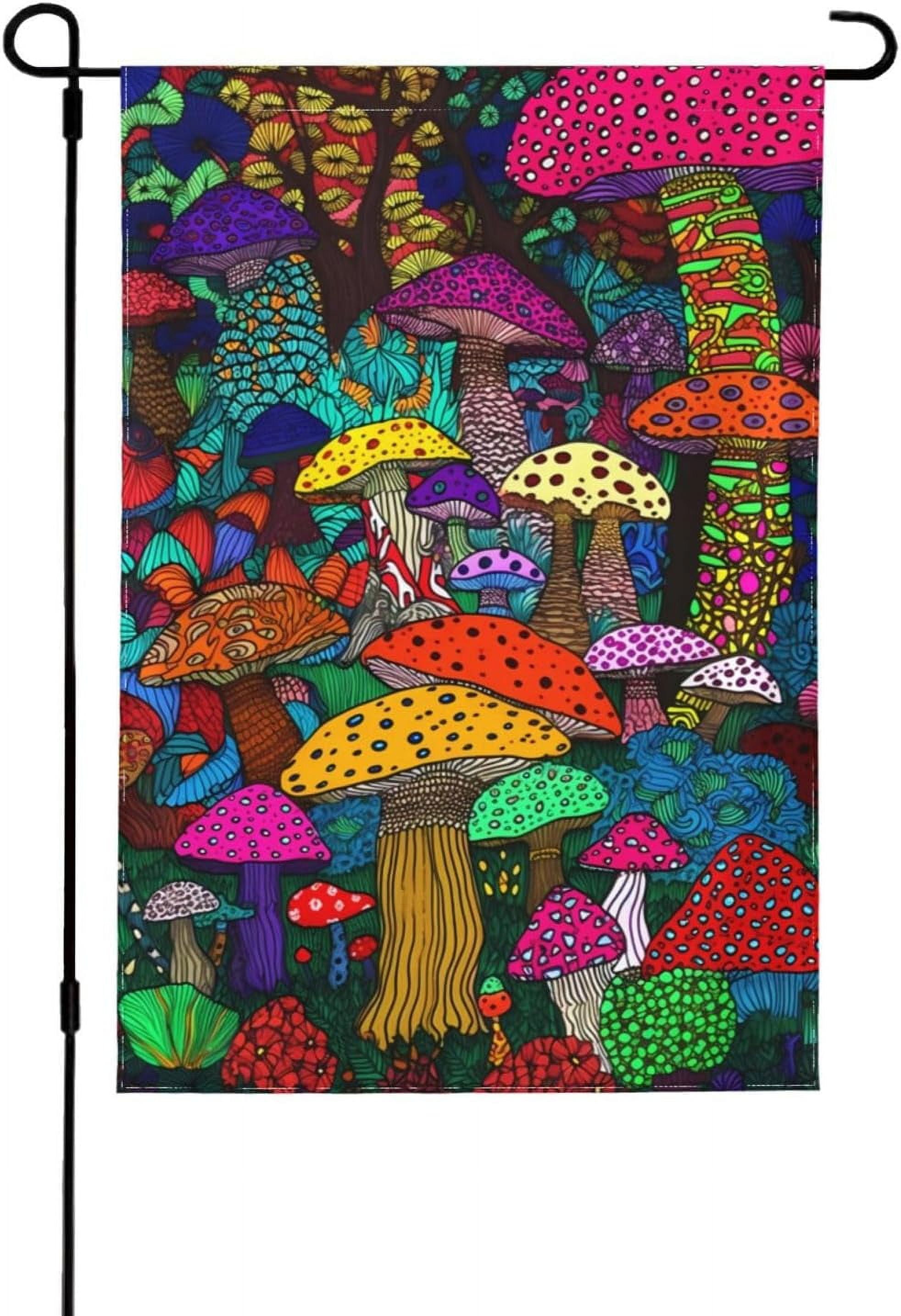 Cartoon Mushroom Garden Flags Double Sided, Welcome Summer House Flag ...