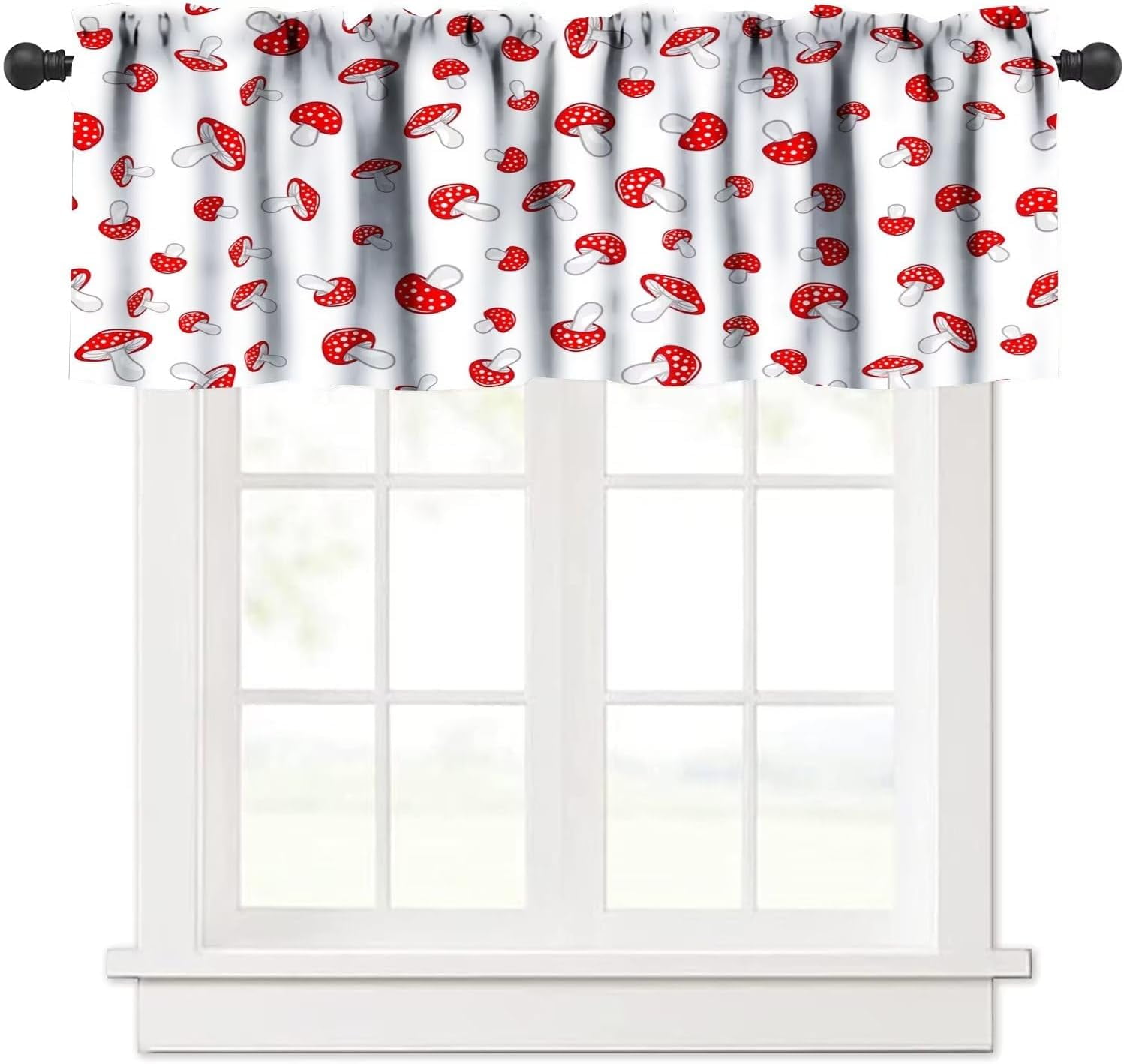 Cartoon Mushroom Window Valance Cute Red Mushroom Valance Modern Simple ...
