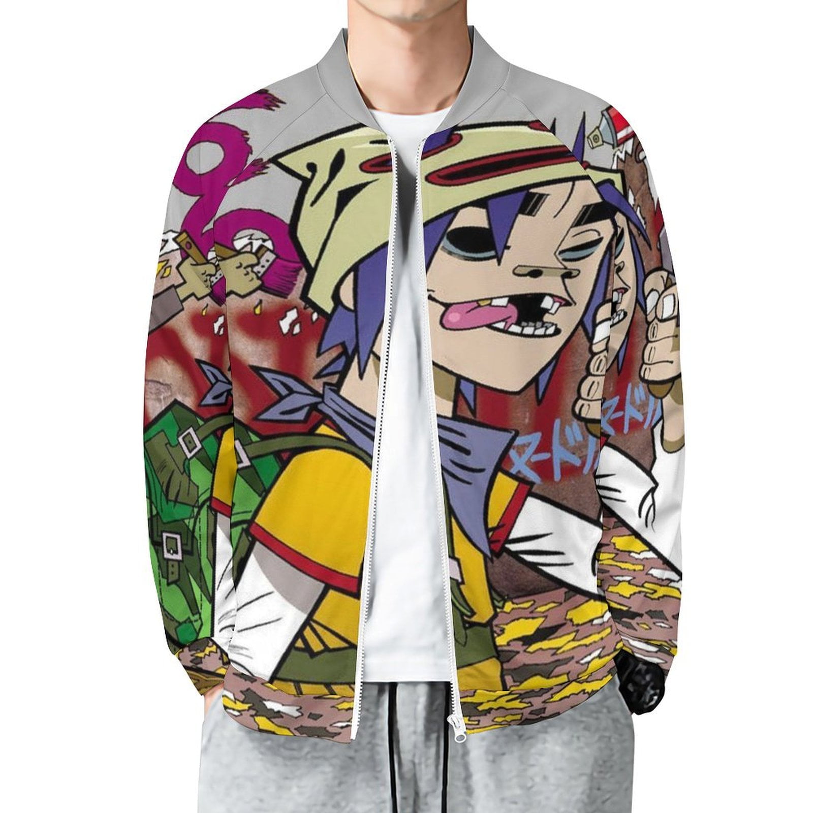 Cartoon Music Gorillaz Fashion Jacket Mens Windbreaker Coat Lightweight ...