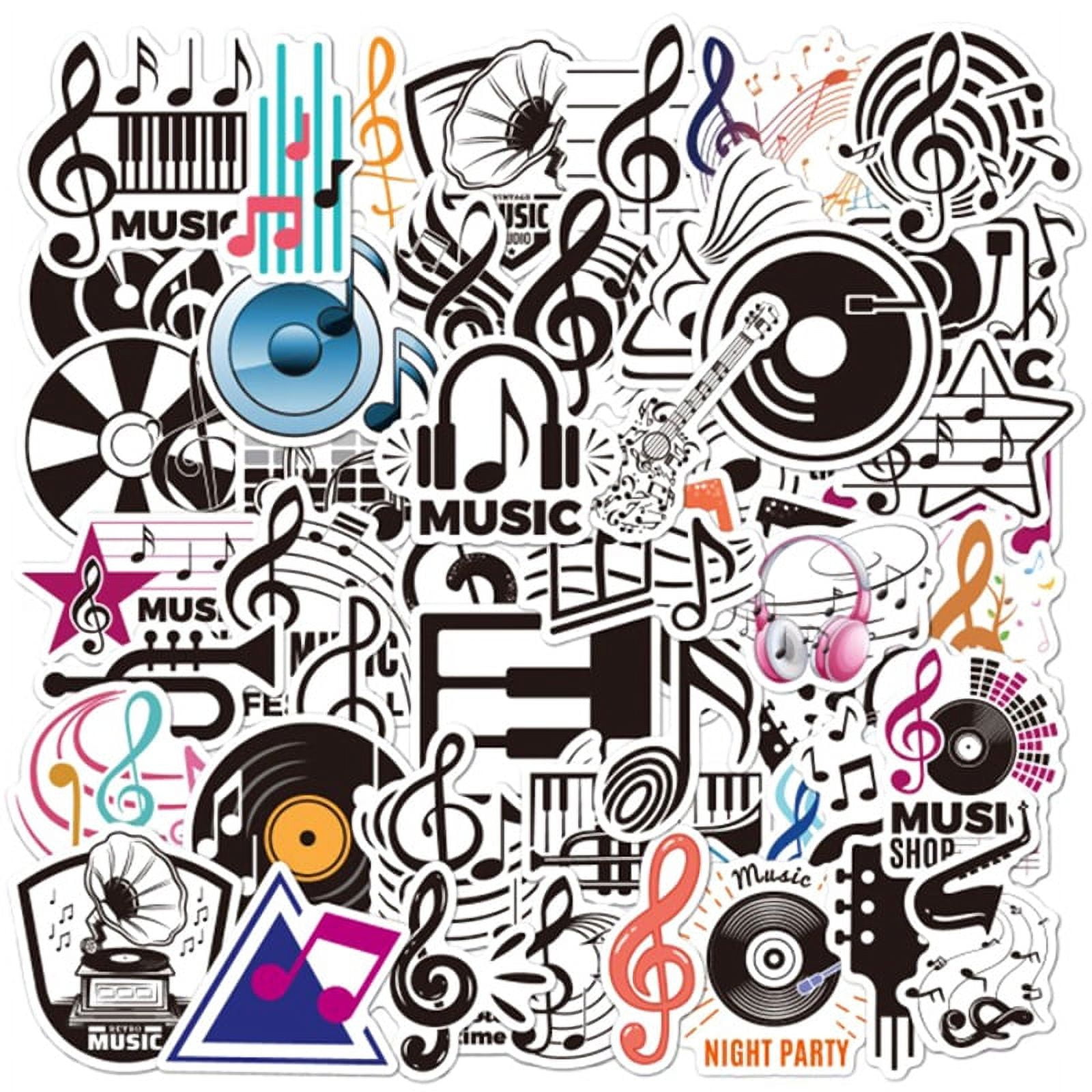 Cartoon Musical Note Stickers for Car Suitcase Skateboard Guitar Laptop ...